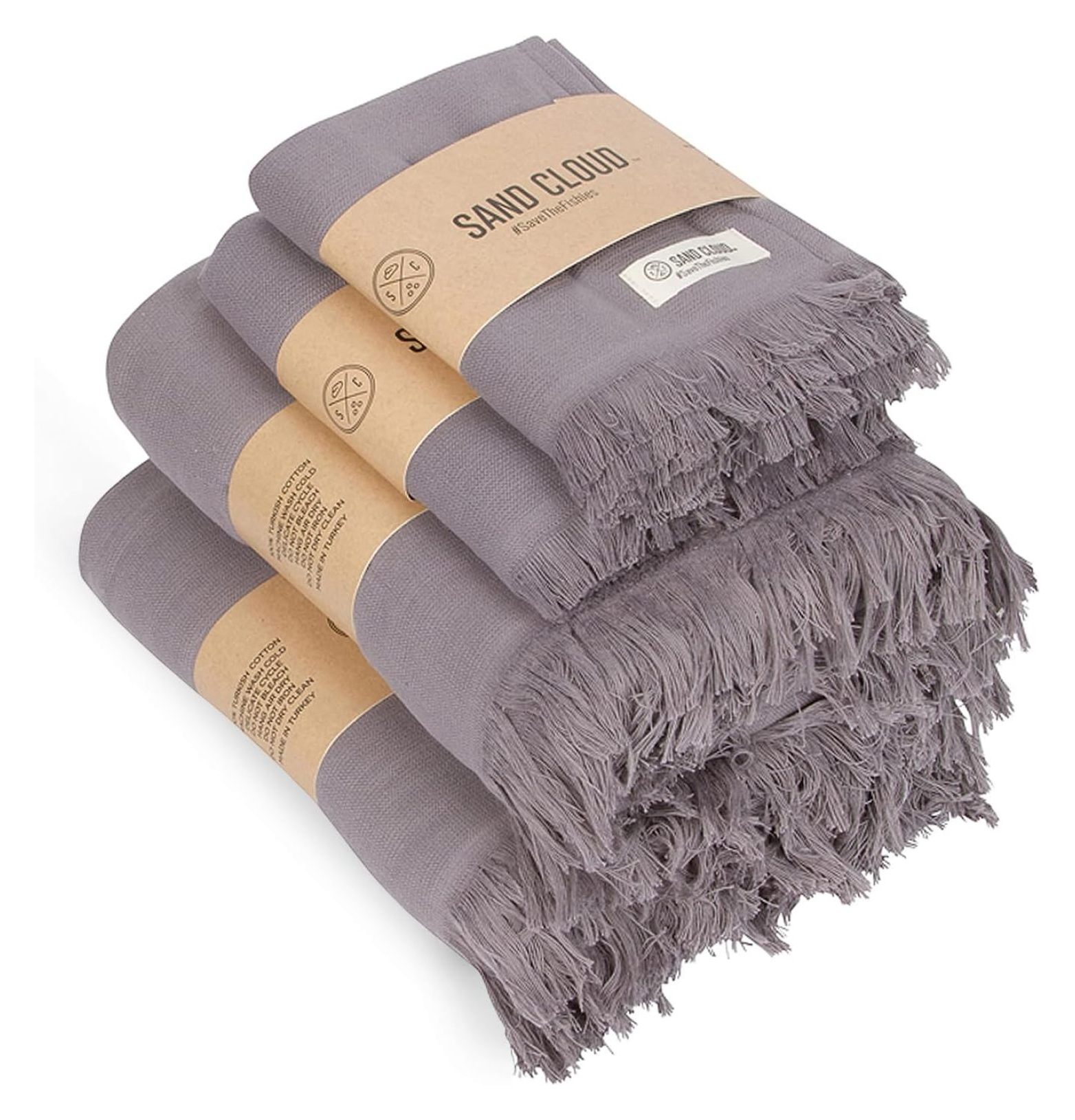 Turkish Bath Towels Bundle for Bathroom, Set of 4 (Terra Grey) - Large ...