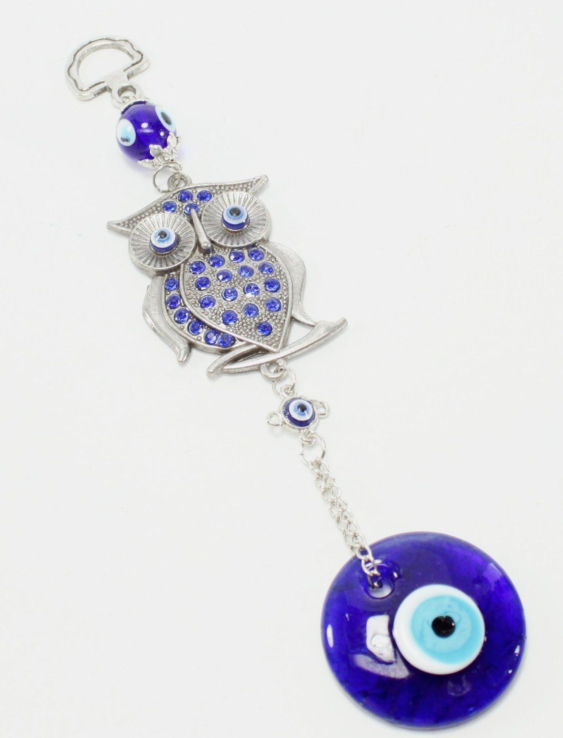 Turkish Blue Evil Eye Crystal Owl Wall Hanging Protection Amulet Home ...
