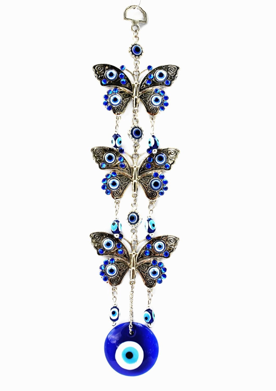 Turkish Blue Evil Eye Nazar with Butterflies Decor Hanging Ornament ...
