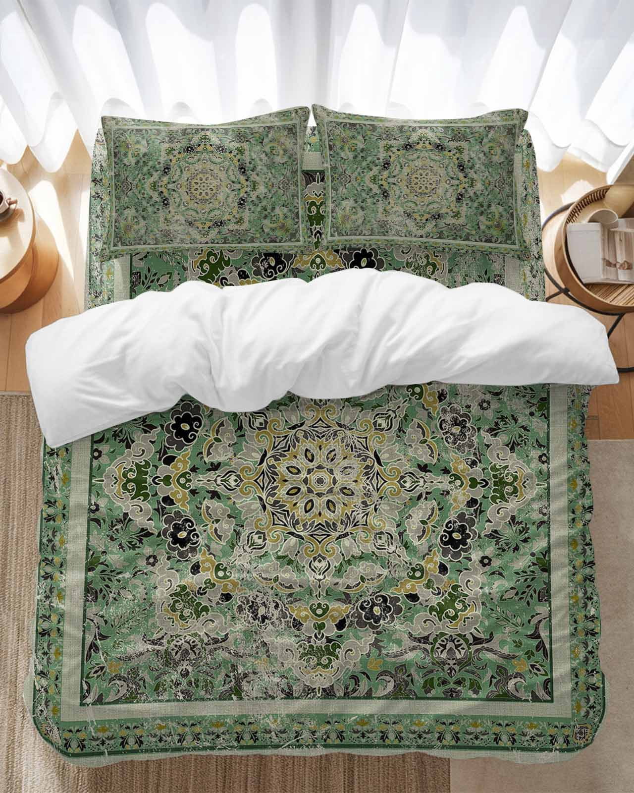 Turkish Boho Bedding Duvet Cover Set King Size 4 Pieces Green Wallpaper ...