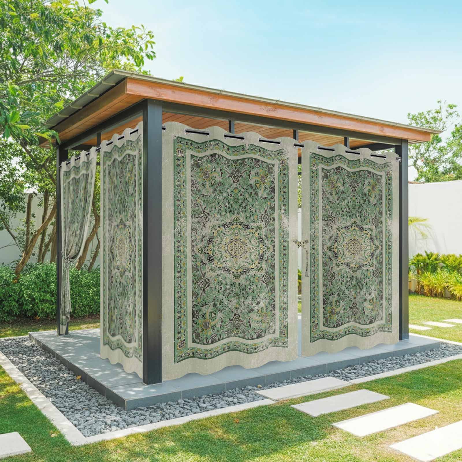 Turkish Boho Outdoor Curtains for Patio Waterproof, Green Wallpaper ...