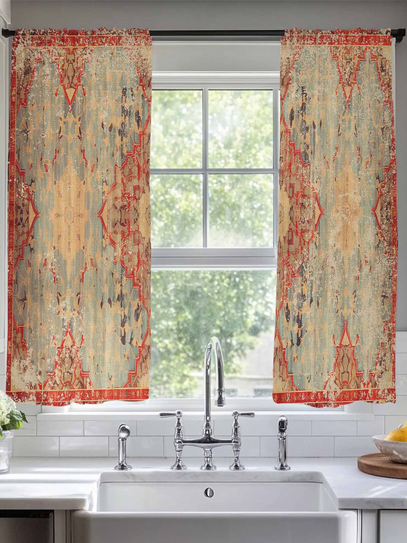 Turkish Boho Sheer Curtains 2 Panels Set, 52" W x 72" L Wallpaper ...