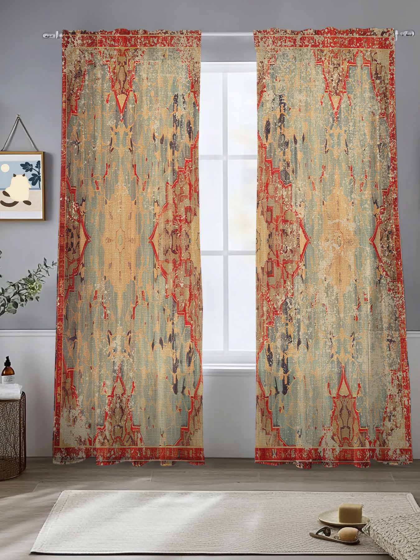 Turkish Boho Sheer Curtains 2 Panels Set, 52" W x 84" L Wallpaper ...