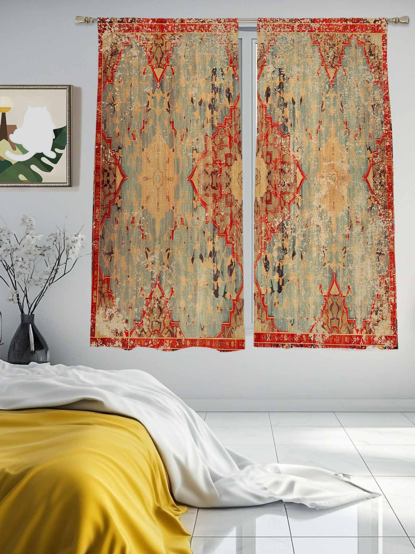 Turkish Boho Sheer Curtains 72 inches Long 2 Panels Set Wallpaper ...