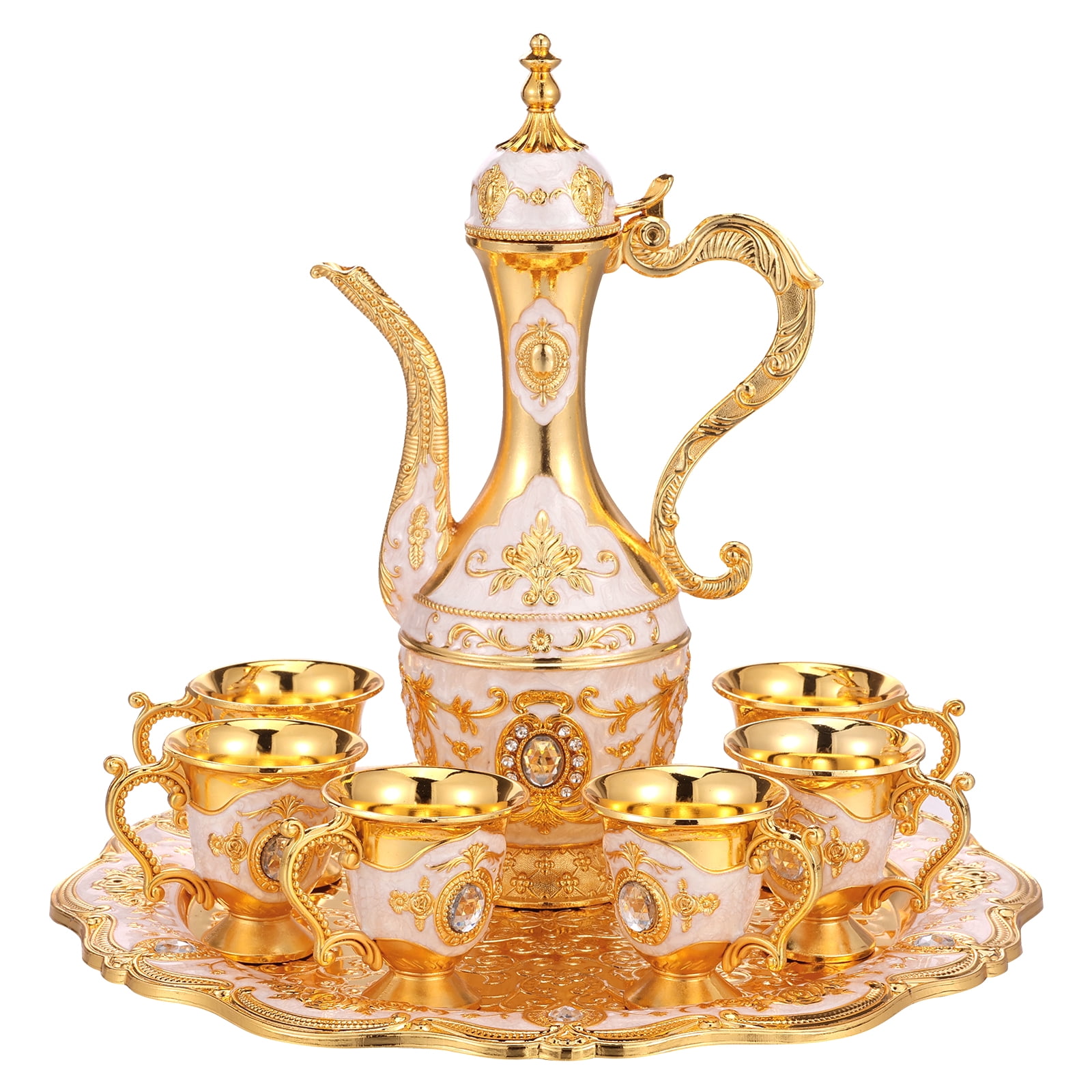 Turkish Coffee Pot Cups Set with Tray and 6 Cups Vintage Wine Pot Set ...