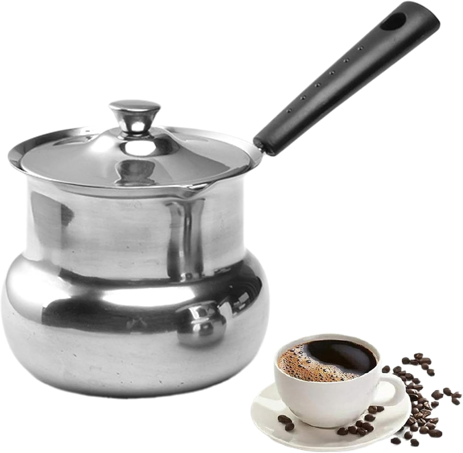 Turkish Coffee Pot with Lid: Stainless Steel Mini Saucepan Chocolate ...