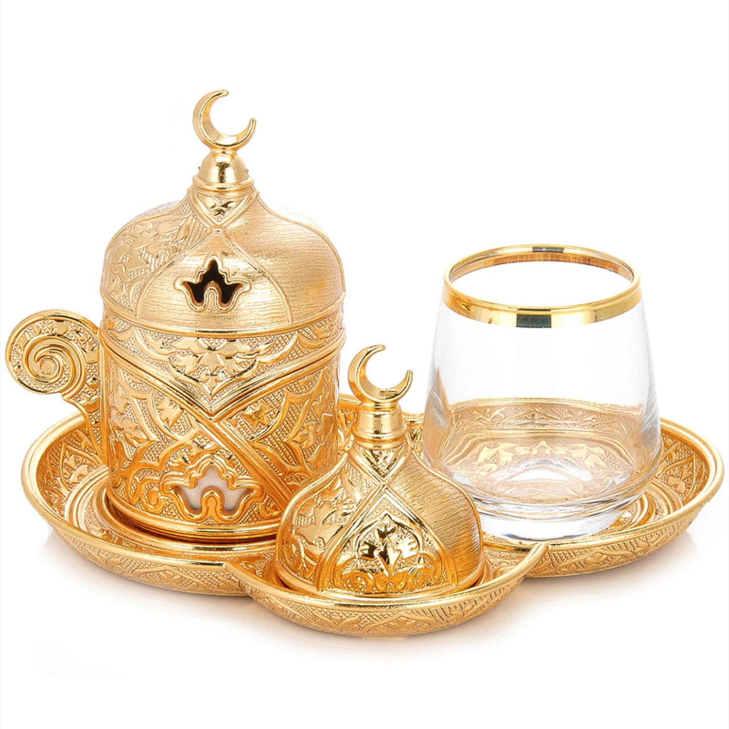 Turkish Coffee Service Set with Glass, Candy Bowl and Tray | Turkish ...
