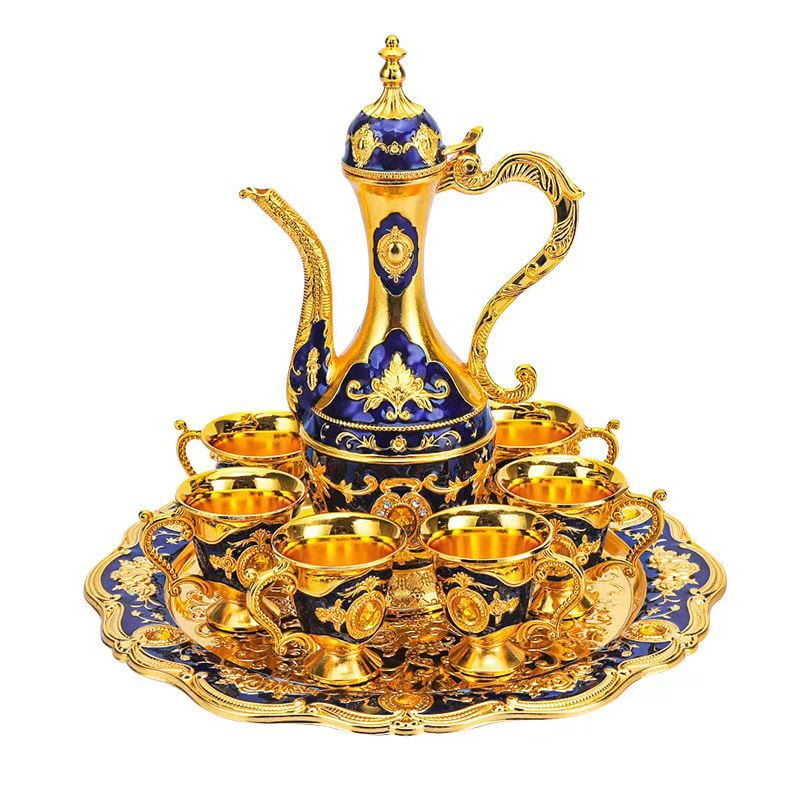 Turkish Coffee Set, Traditional Design, Complete Set, Golden White ...