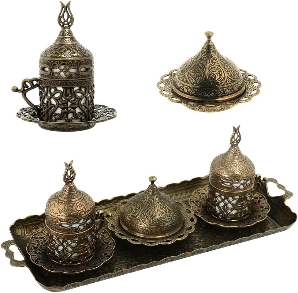 Turkish Coffee Set for Two - Authentic Ottoman Style Cups, Saucers, and ...