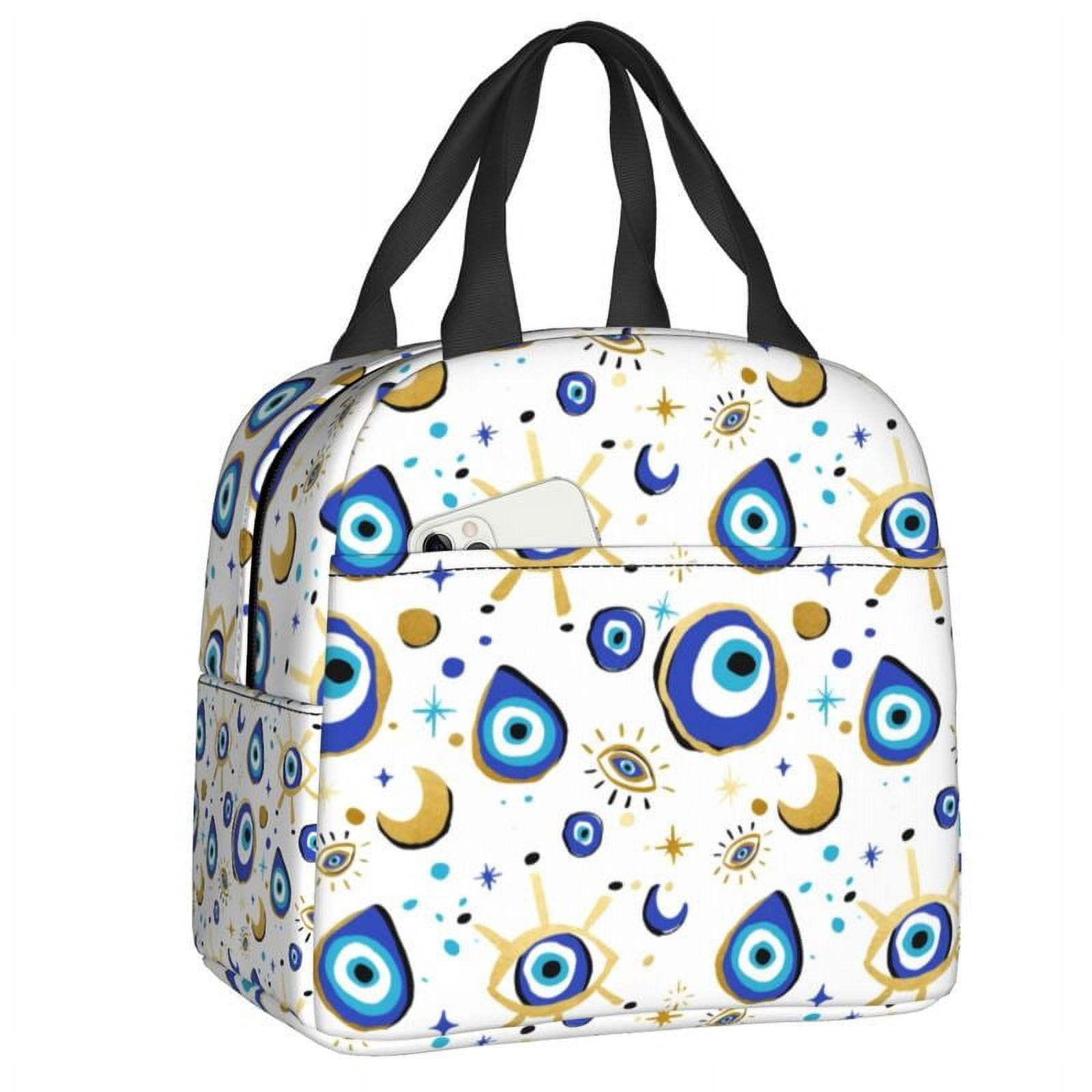 Turkish Evil Eye Thermal Insulated Lunch Bag Nazar Amulet Pattern Boho ...