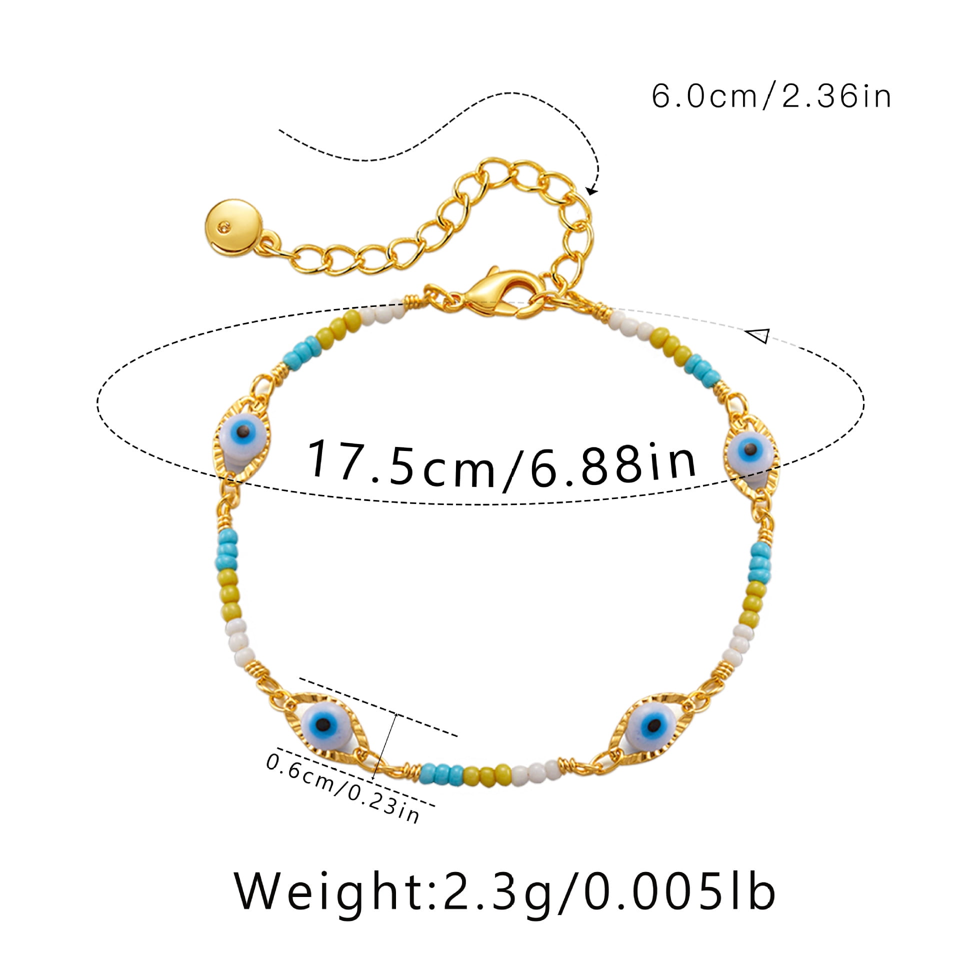 Turkish Eye Handmade Beaded Ethnic Style Bracelet Glass Small Bead ...