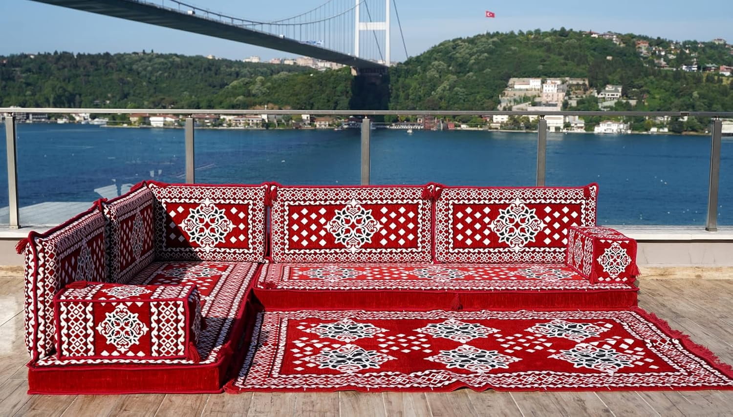Turkish Floor Cushions Sofa, Corner Arabic Majlis Seating Set, Turkish ...
