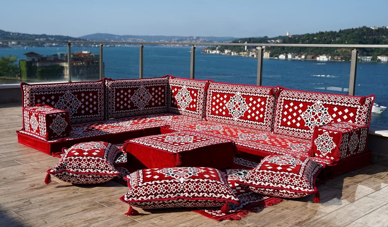Turkish Floor Cushions Sofa, Corner Arabic Majlis Seating Set, Turkish ...