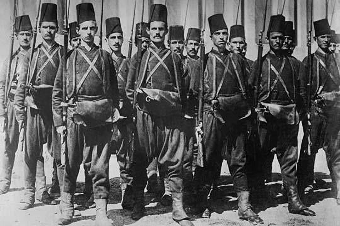 Turkish Guard with Rifles & Wearing Fez's are in Platoon Formation in ...