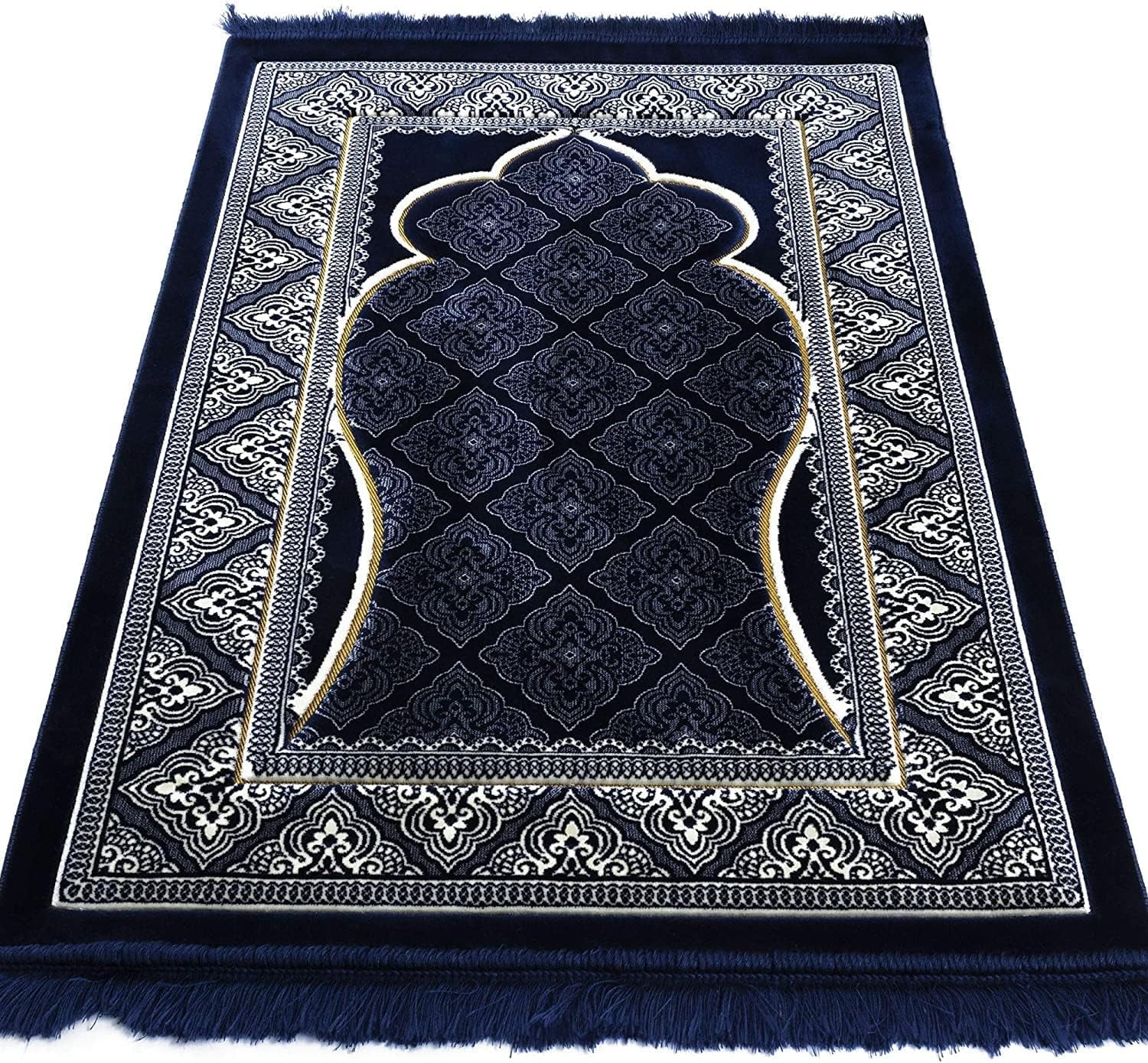 Turkish Janamaz Musallah Sajada Prayer Rug - Large Wide Plush Velvet 31 ...