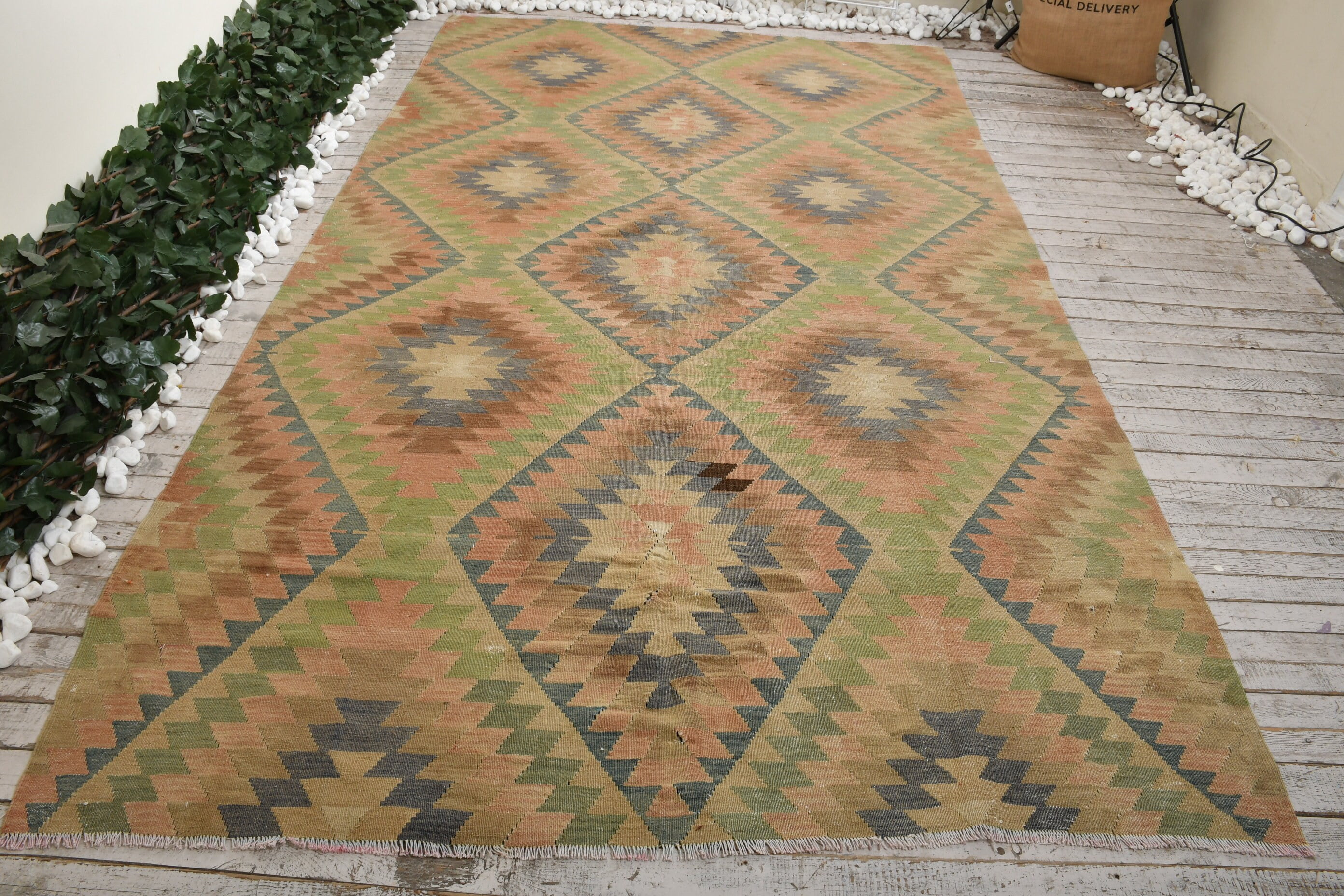 Turkish Kilim, Large Kilim, 6.1x10.8 ft, Handmade Kilim, Aztec Kilim ...