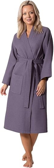 Turkish Linen Waffle Knit Lightweight Kimono Spa & Bath Robes for Women ...