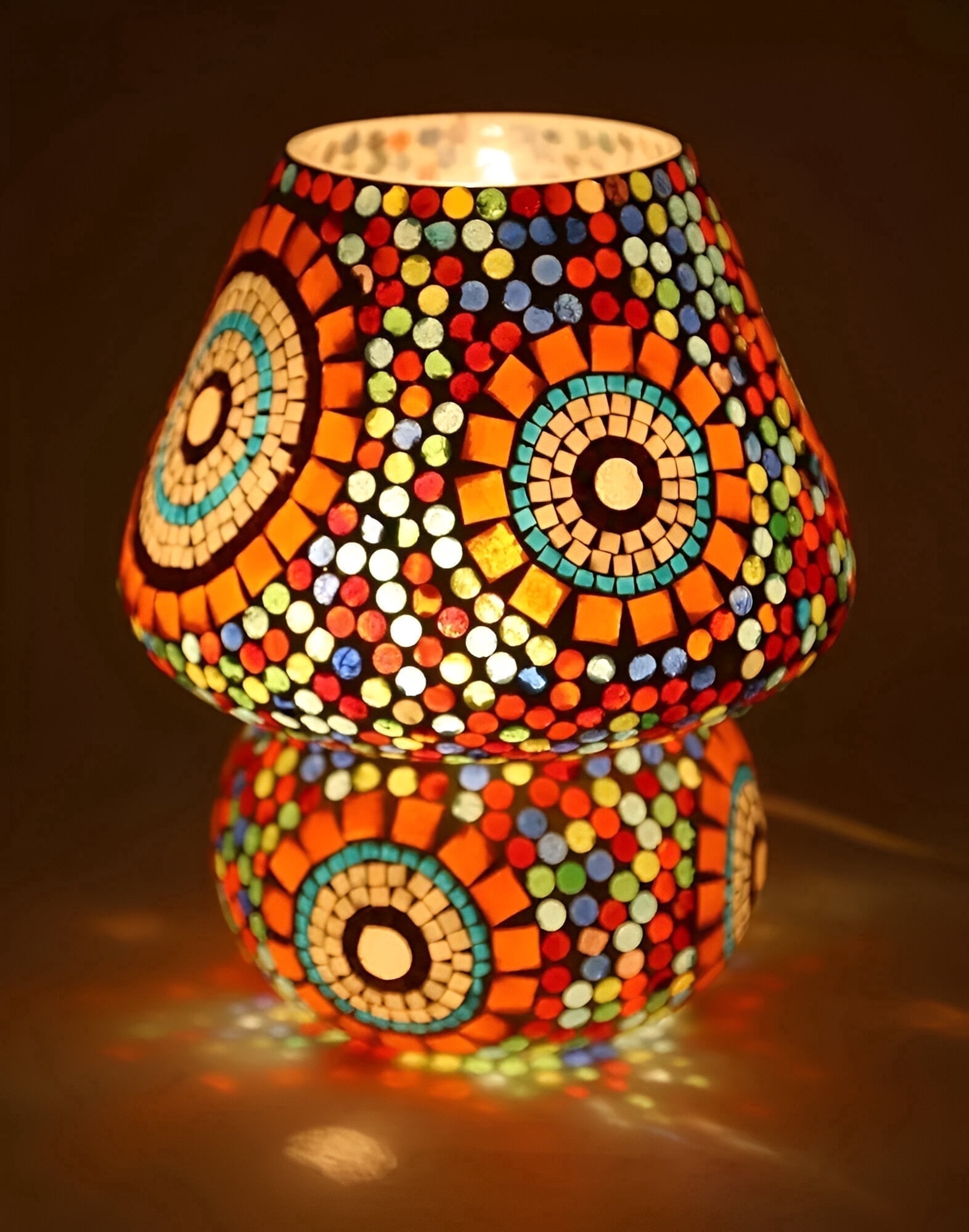 CLASSICO Handcrafted Turkish Mosaic Glass Mushroom-Shaped Table Lamp ...