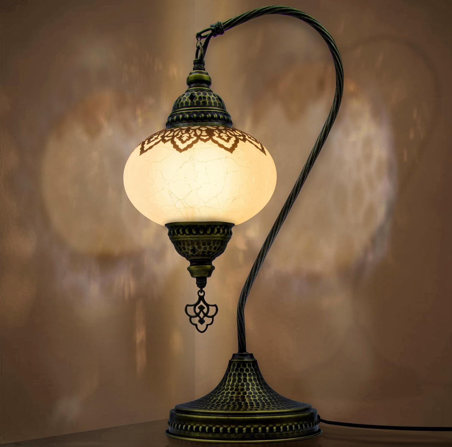 Turkish Moroccan Mosaic Swan Neck Lamp, Night Light, Tiffany Style ...