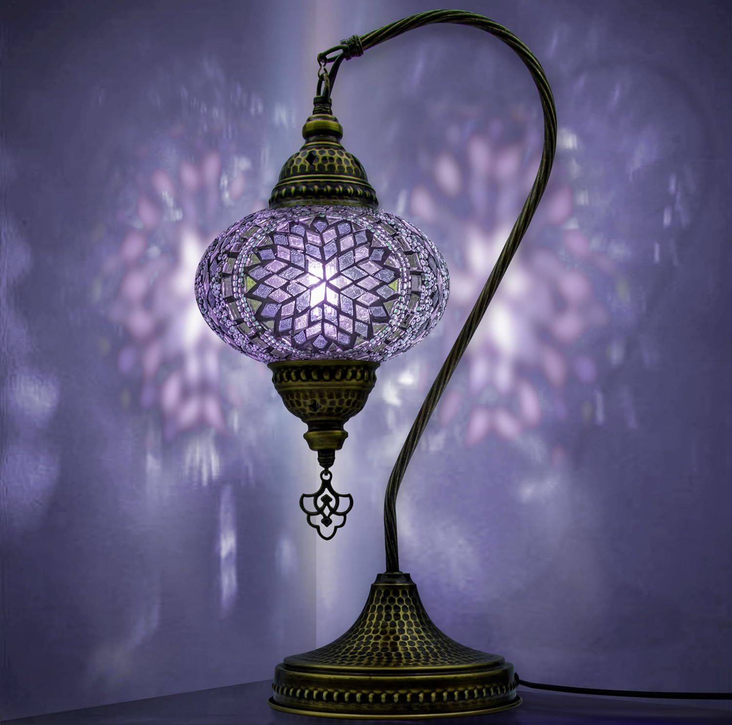 Turkish Moroccan Mosaic Swan Neck Lamp, Night Light, Tiffany Style ...