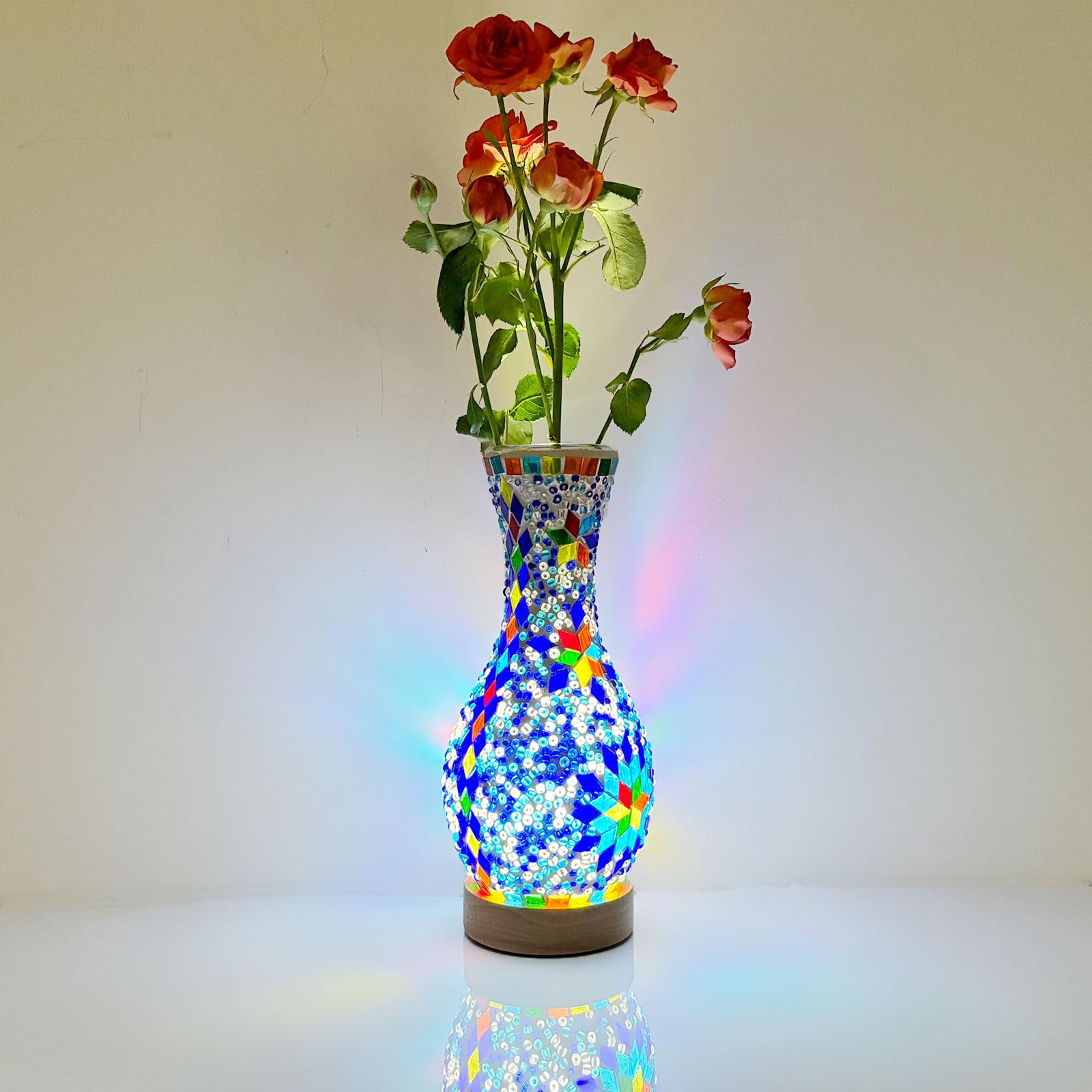 Turkish Moroccan Mosaic Vase Lamp Handmade Table Lamp Glass Vase with ...