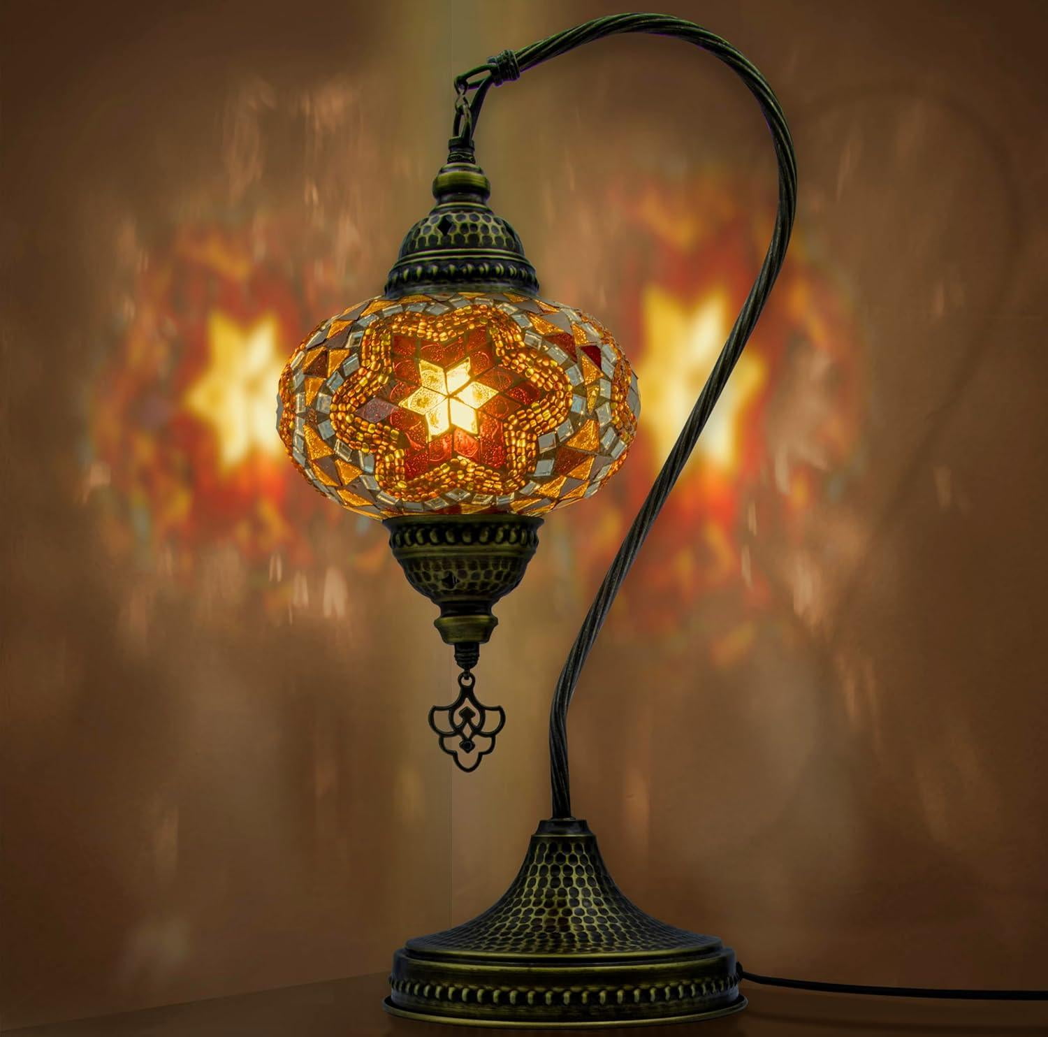 Turkish Moroccan Tiffany Style Mosaic Swan Neck Table Lamp - Walmart.com