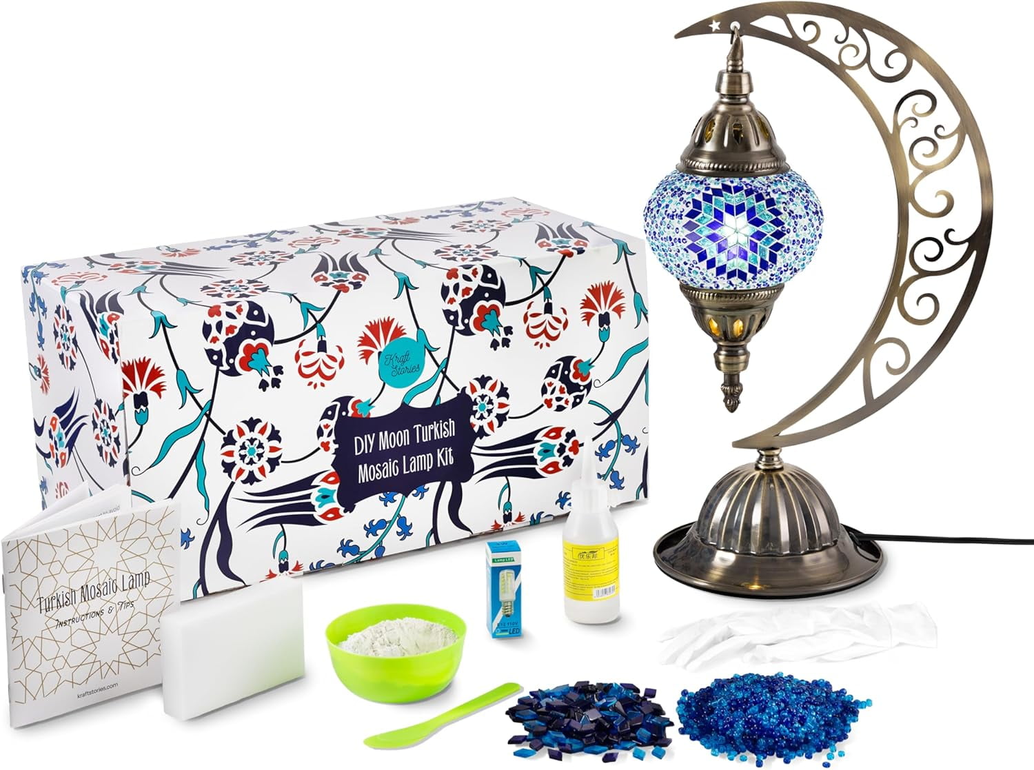 Turkish Mosaic Moon Lamp Making Kit | DIY Colorful Glass Decorative ...