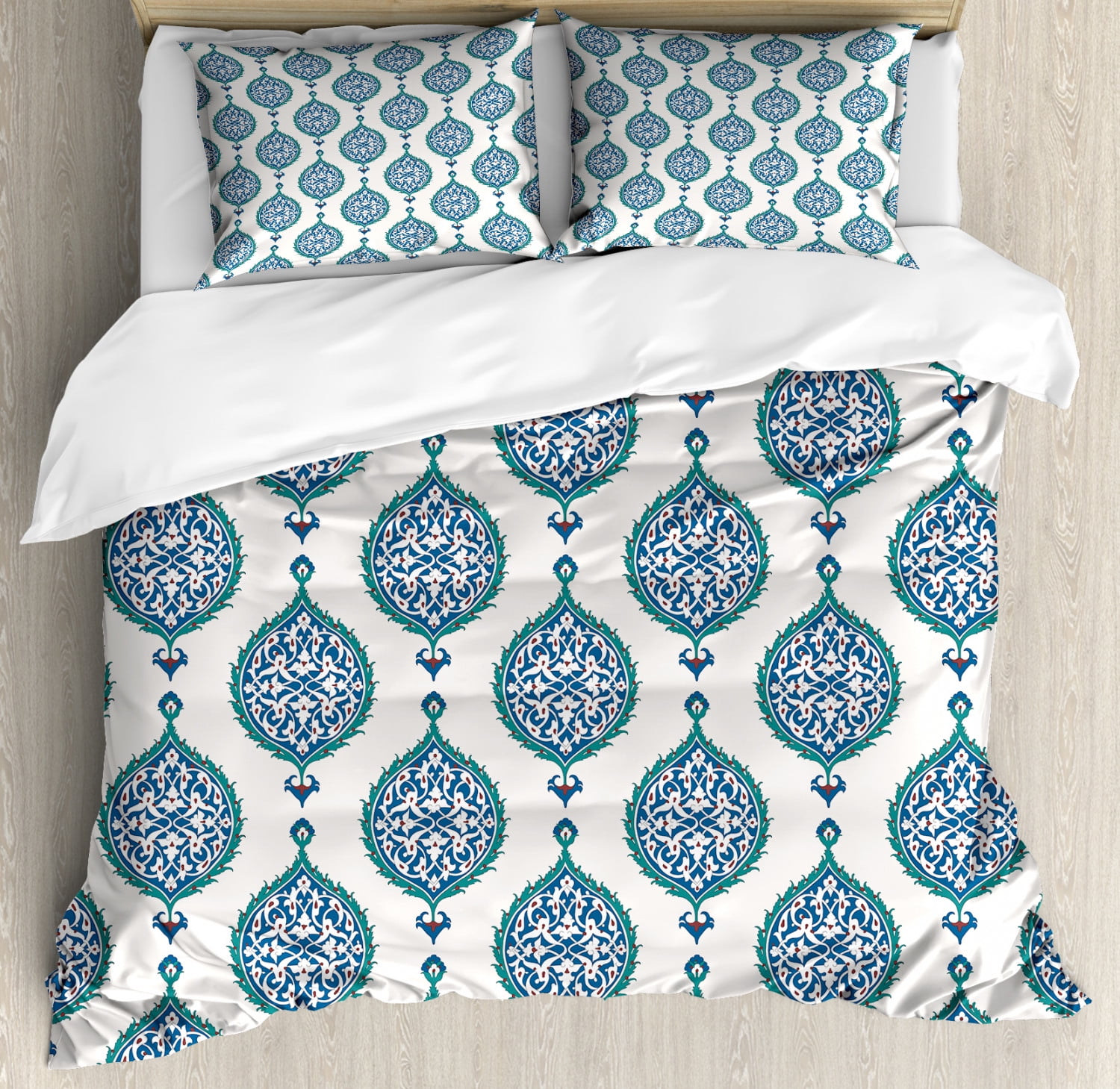 Turkish Pattern Duvet Cover Set Queen Size, Artistic Leaves in ...