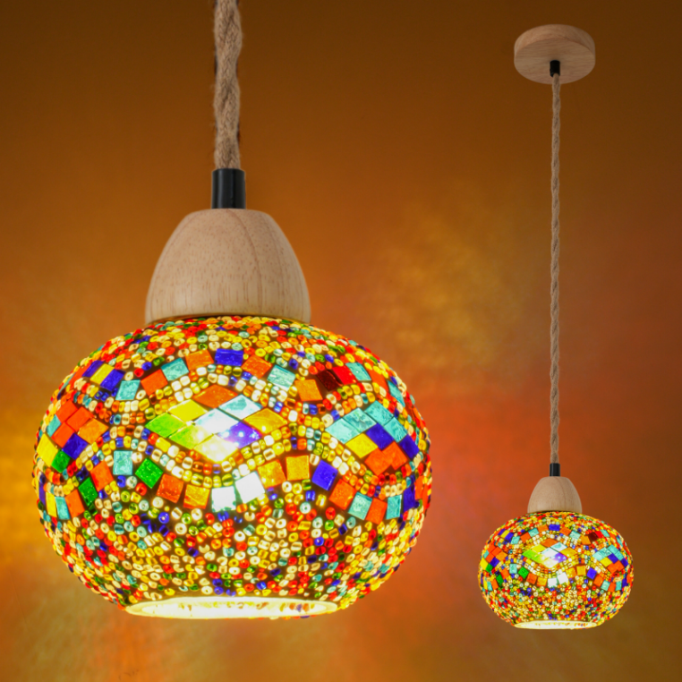 Turkish Pendant Light, Moroccan Chandelier, Artistic Design, 4.6FT Hemp ...