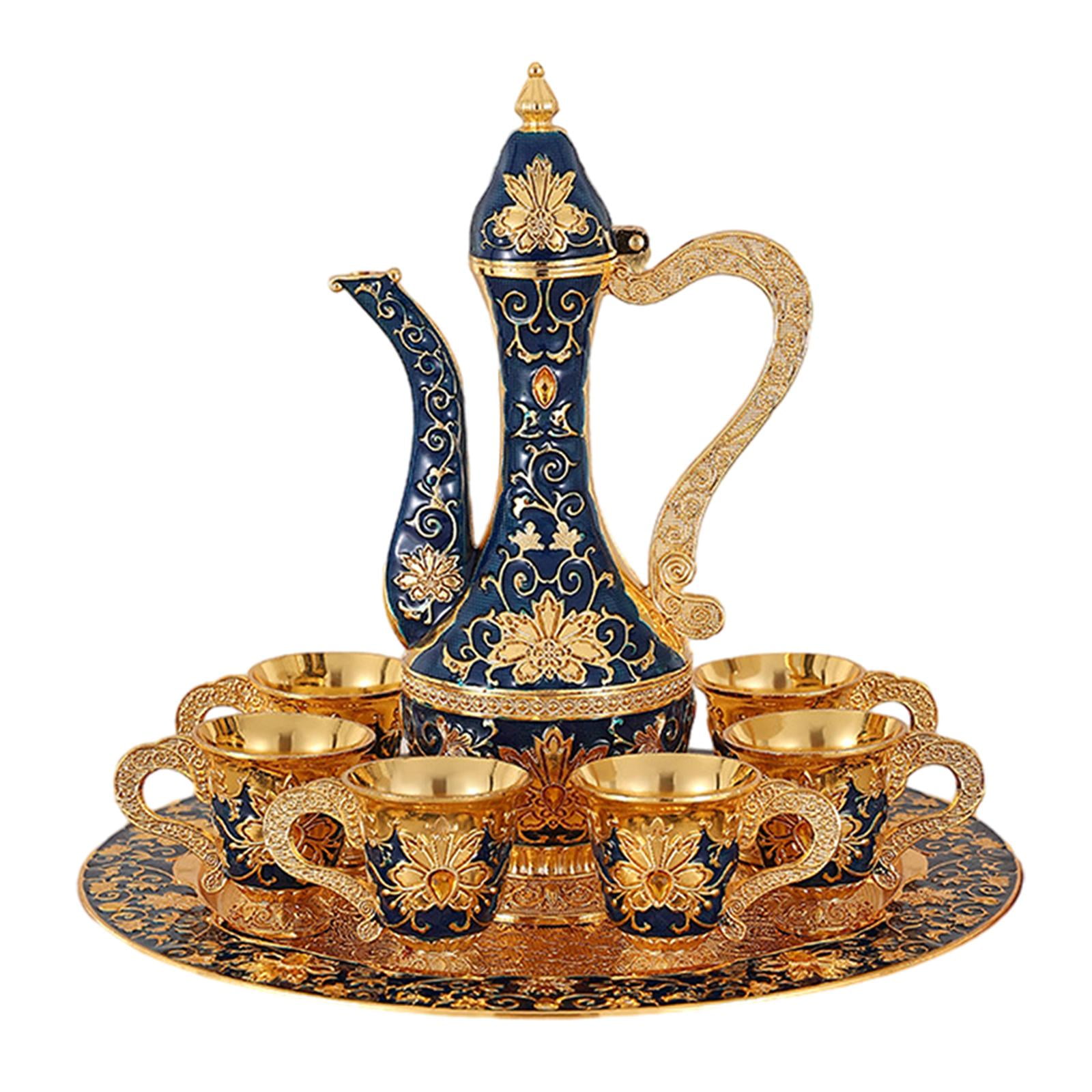 Turkish Set, Vintage Teapot Set, Art Crafts Luxury Wine Pot, Metal Wine ...