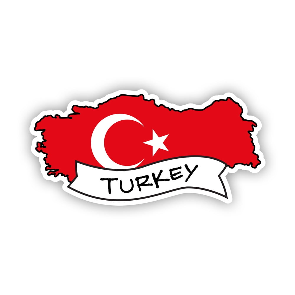 Turkish Shaped Turkey Flag Sticker Decal - Self Adhesive Vinyl - Weatherproof - Made in USA ...