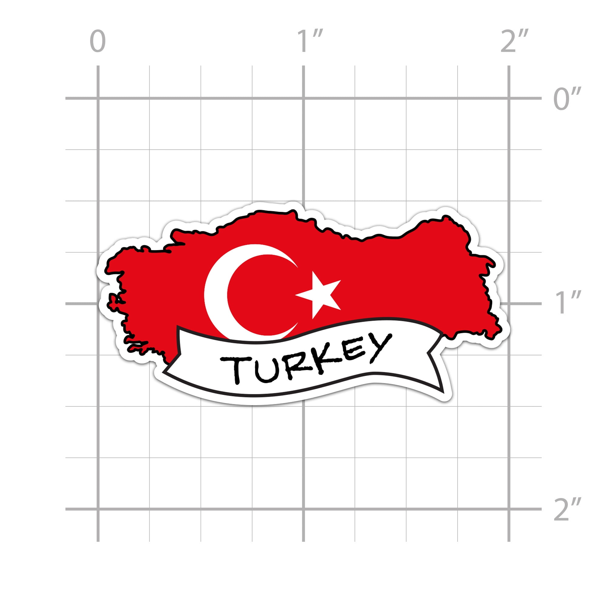 Turkish Shaped Turkey Flag Sticker for water bottle phone tumbler hard ...