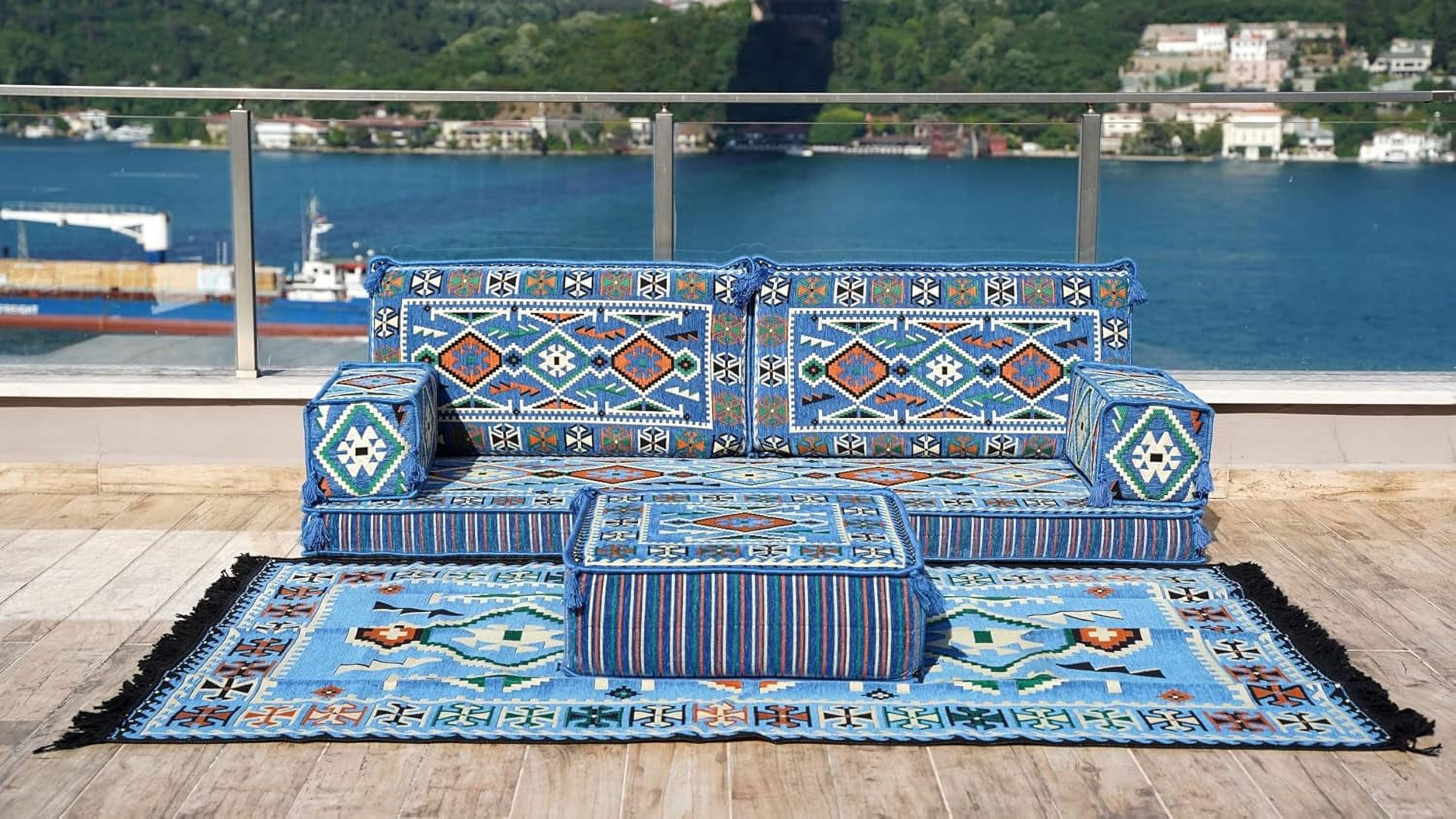 Turkish Sofa Set, Light Blue Modular Sofa Bed, Floor Cushions, Couch ...