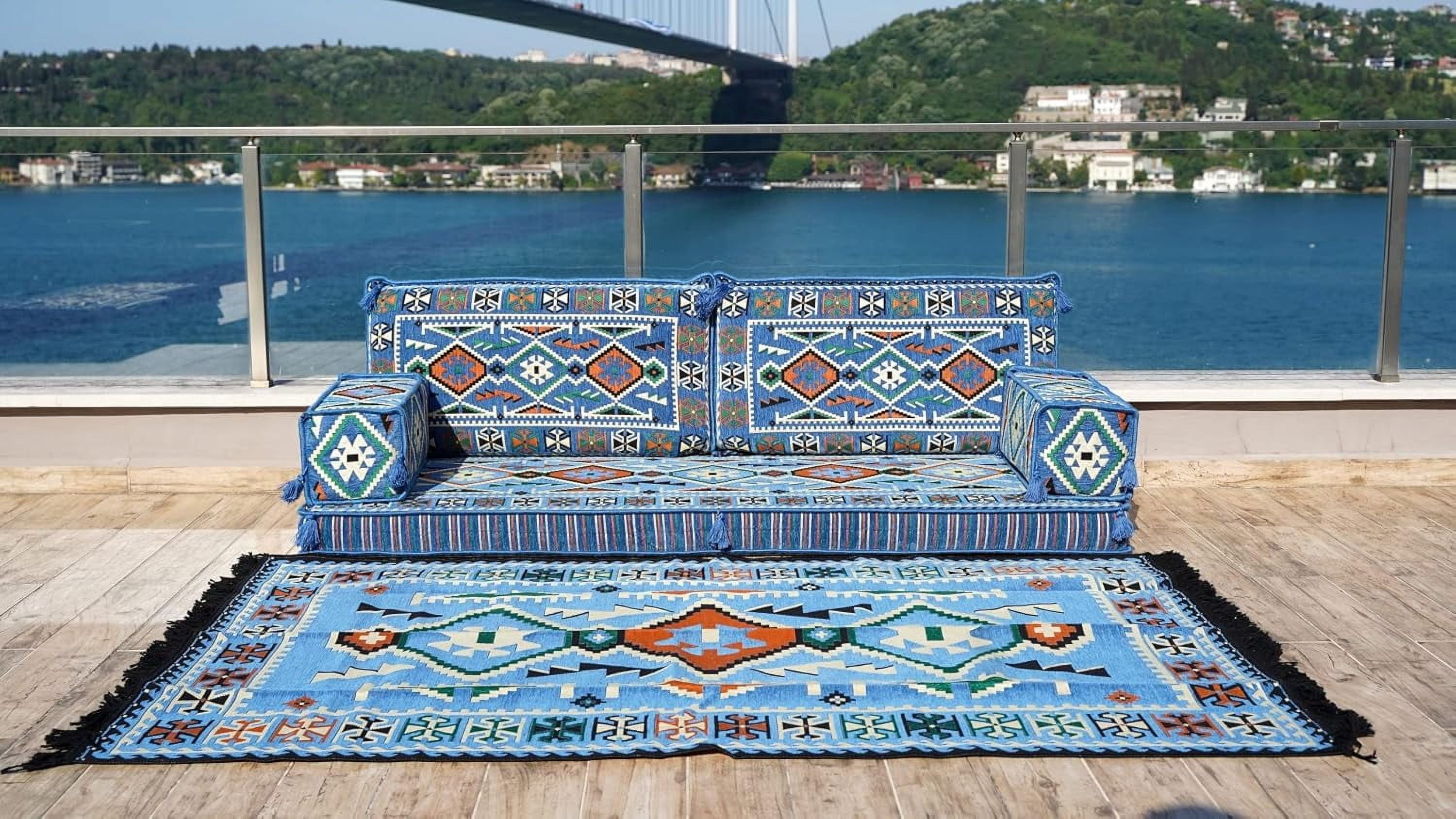 Turkish Sofa Set, Light Blue Modular Sofa Bed, Floor Cushions, Couch ...