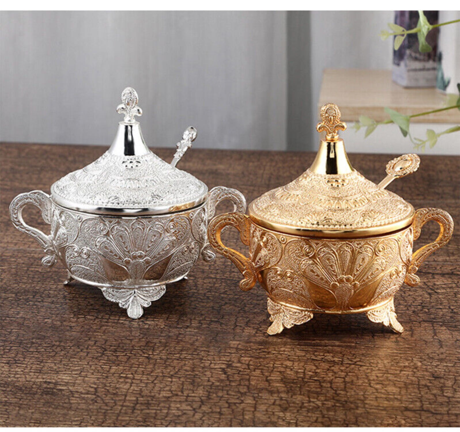 Turkish Sugar Bowl with Spoon Vintage Elegant Copper Kitchen Tabletop ...