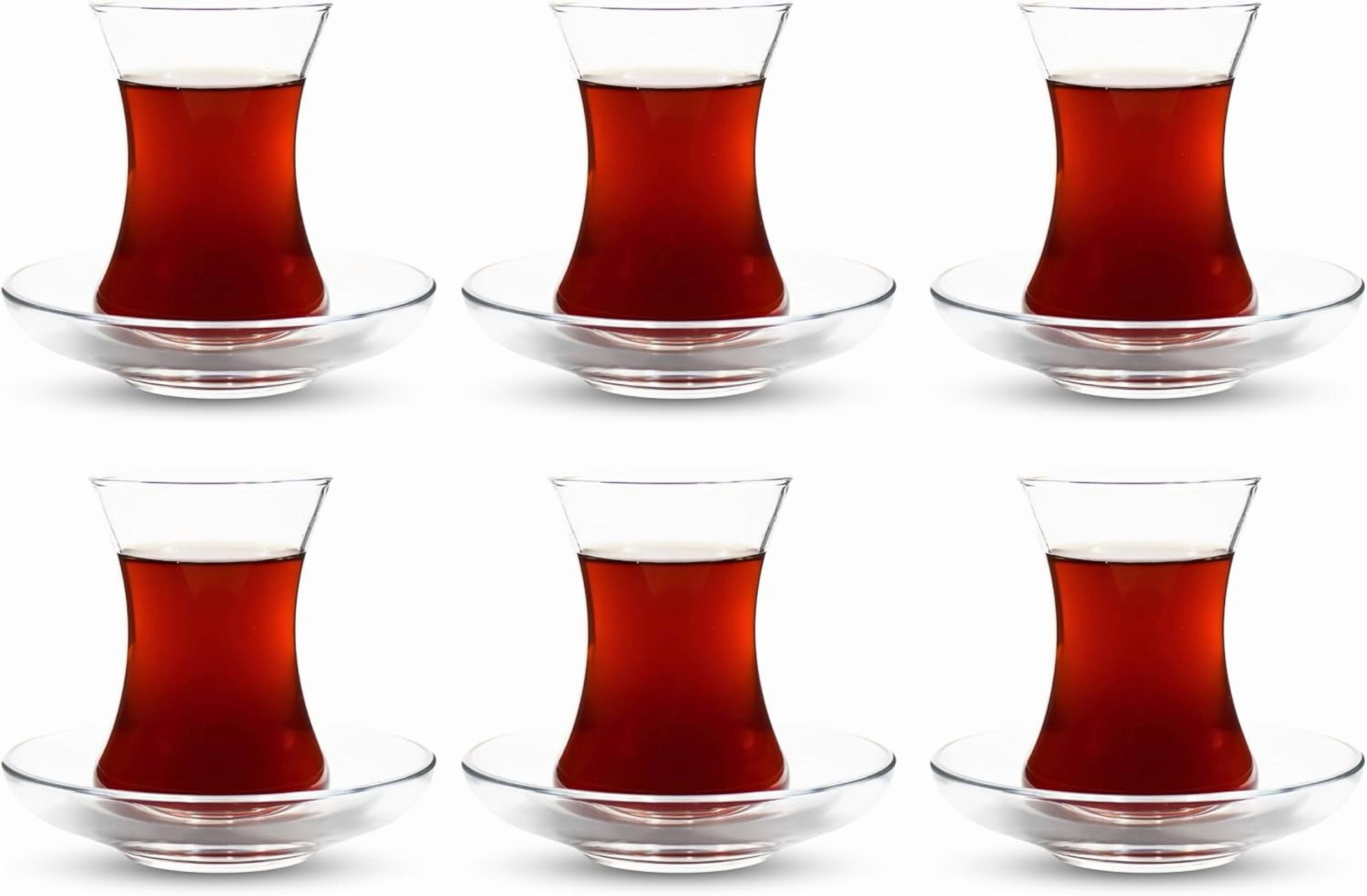 Turkish Tea Glass Set, Slim Waist Design and Thick Sole Prevent Tea ...