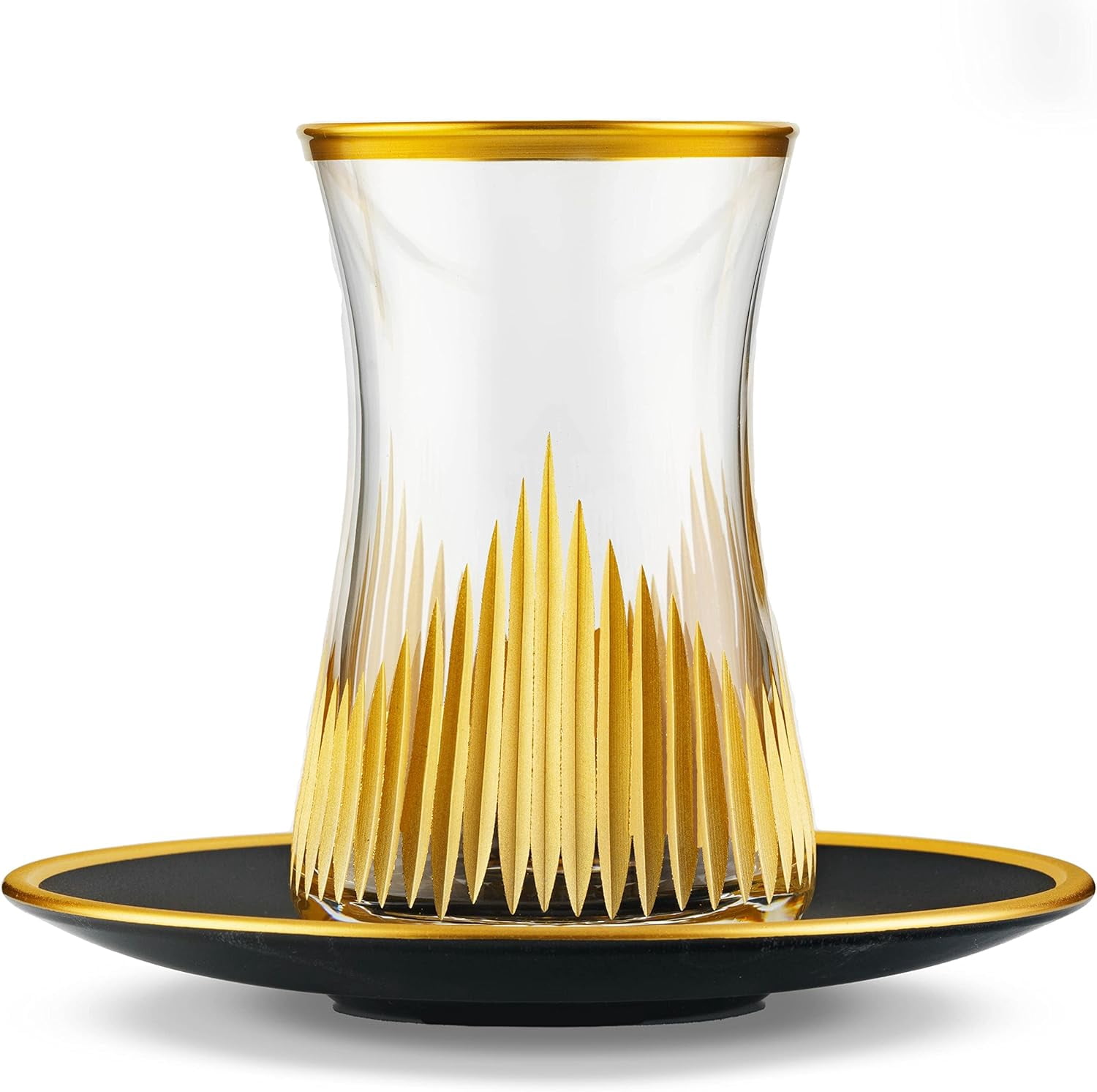 , Turkish Tea Set, Tea Glass and Plate Set (Set of 6), 12 pcs, Matte ...