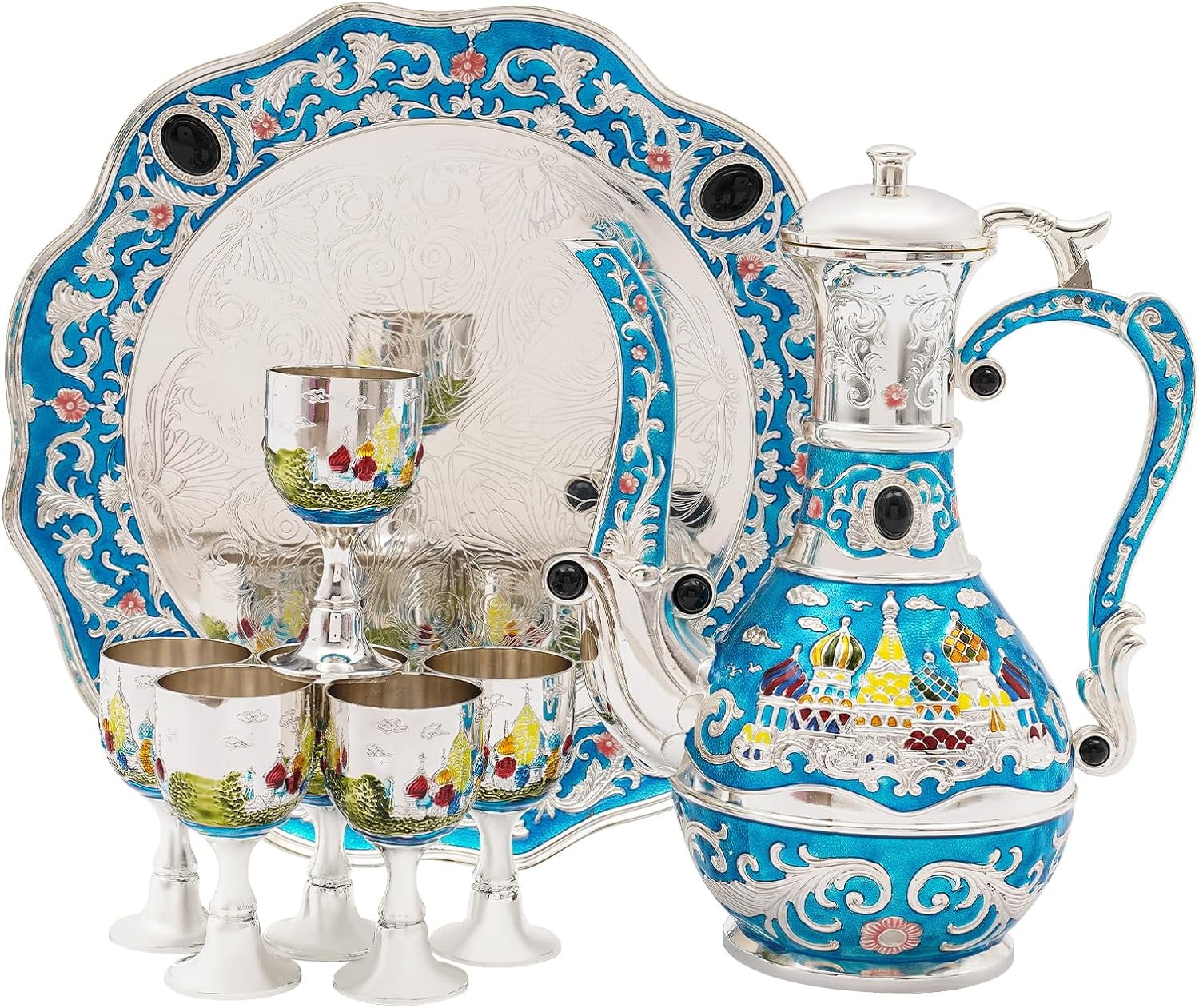 Turkish Tea Set, Vintage Turkish Coffee Set with Teapot and 6 Cups Tea ...