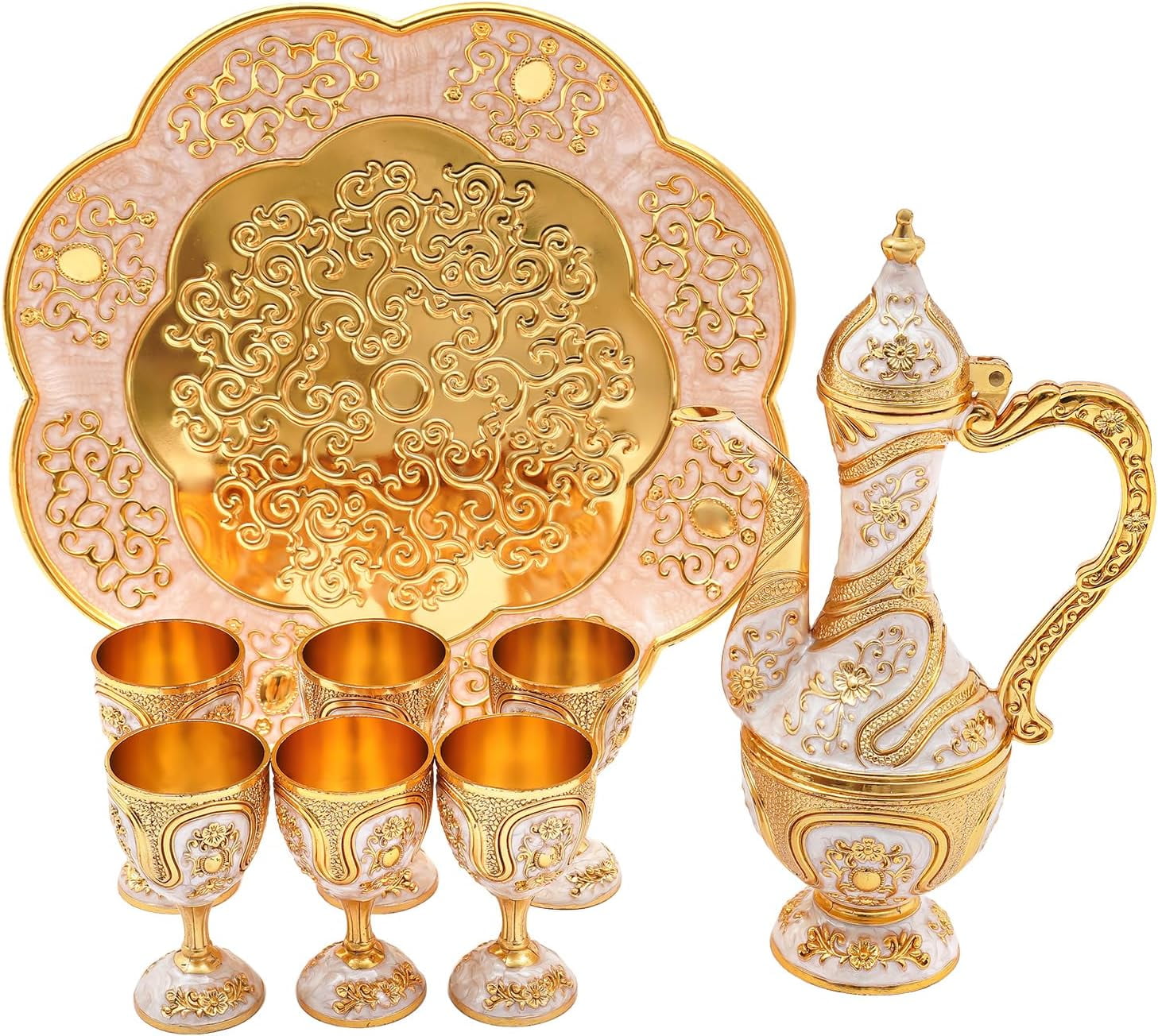 Turkish Tea Set, Vintage Turkish Coffee Cups Set with Pot and 6 Cups ...