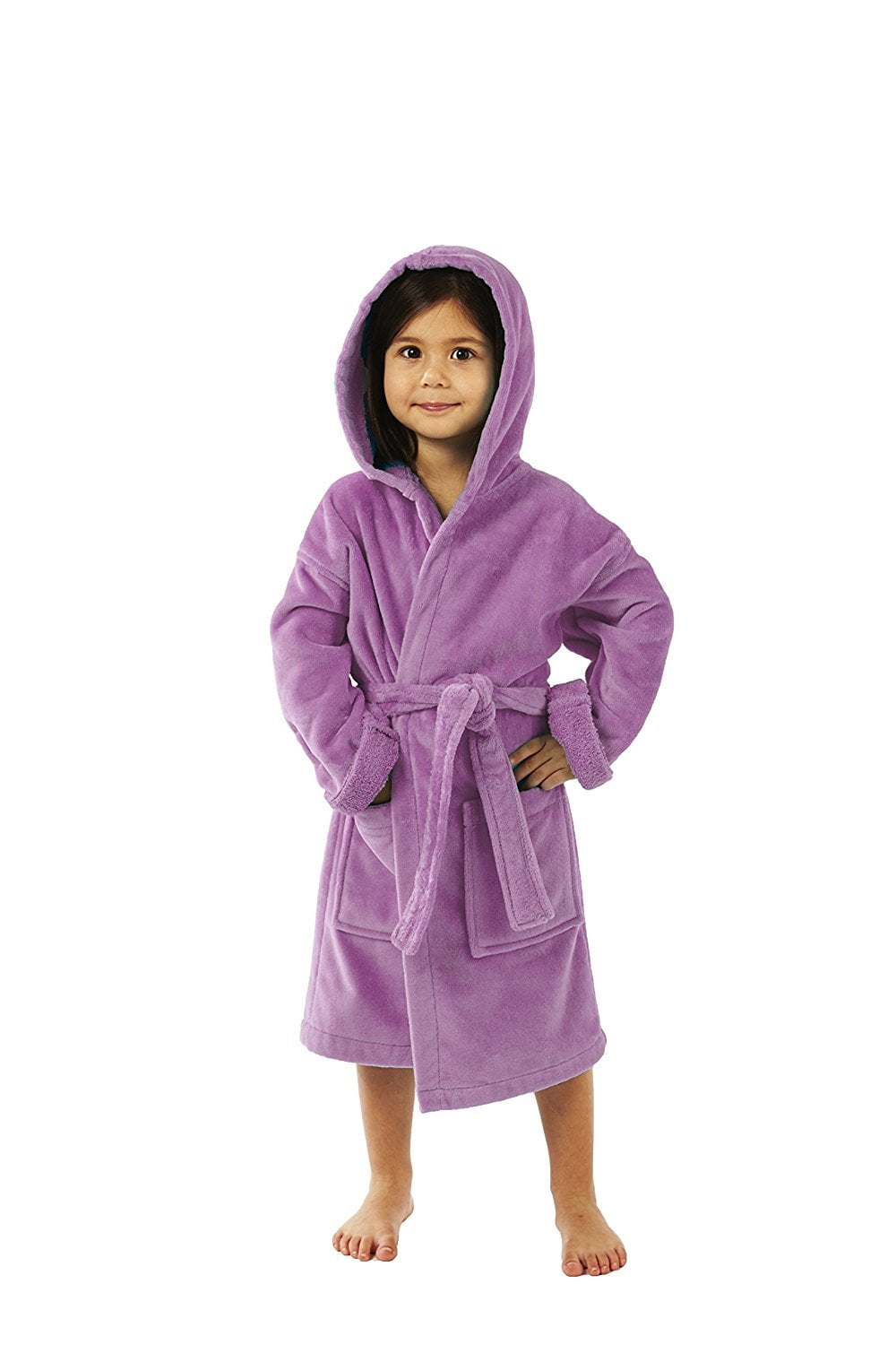 Turkishtowels Hooded Kids Bathrobe, Terry Velour, 100% Turkish Cotton ...