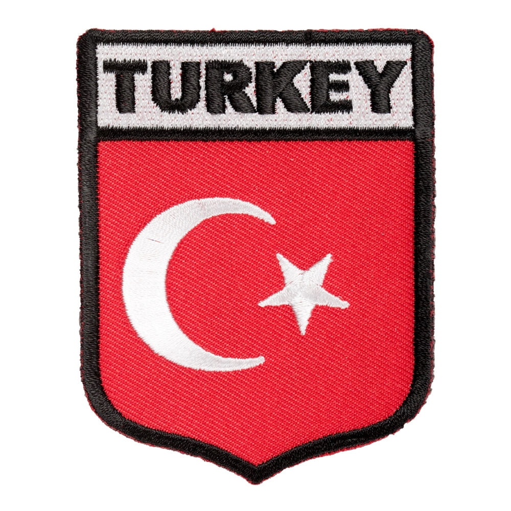 Turkiye Flag , Red, white, Shield Patch, European Country Flag Patches ...