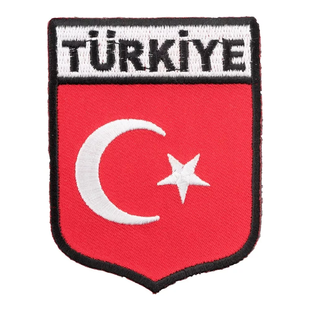 Turkiye Flag , Red, white, Shield Patch, European Country Flag Patches ...