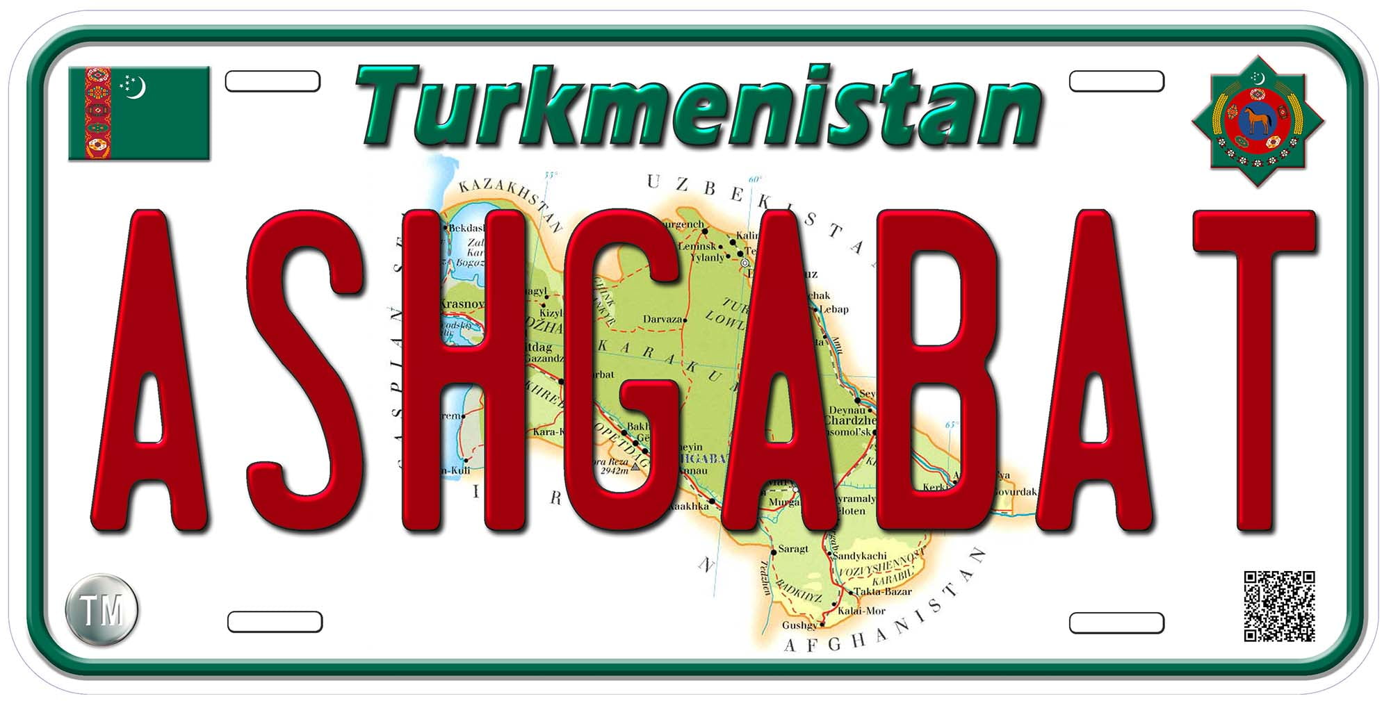 Turkmenistan Ashgabat Custom Novelty Car License Plate - Walmart.com