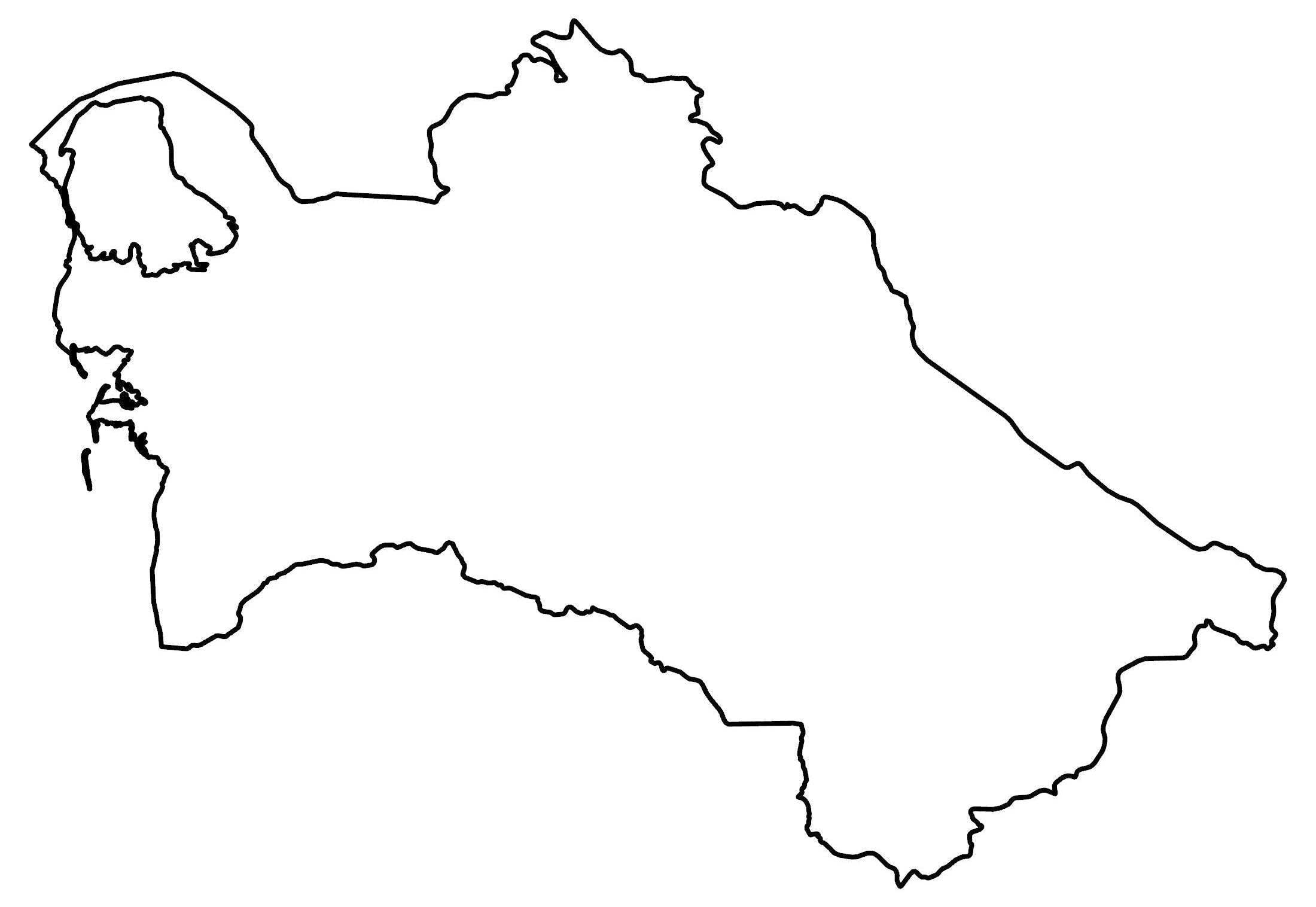 Turkmenistan Blank Outline Map GLOSSY POSTER PICTURE PHOTO PRINT BANNER ...