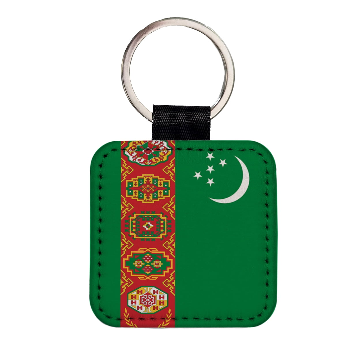 Turkmenistan Country Flag Faux Leather Square Keychain - Walmart.com