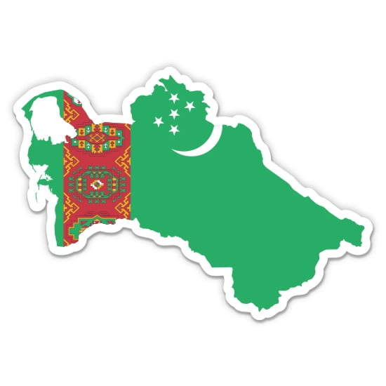 Turkmenistan Flag Country Shape - 12" Vinyl Sticker Waterproof Decal ...