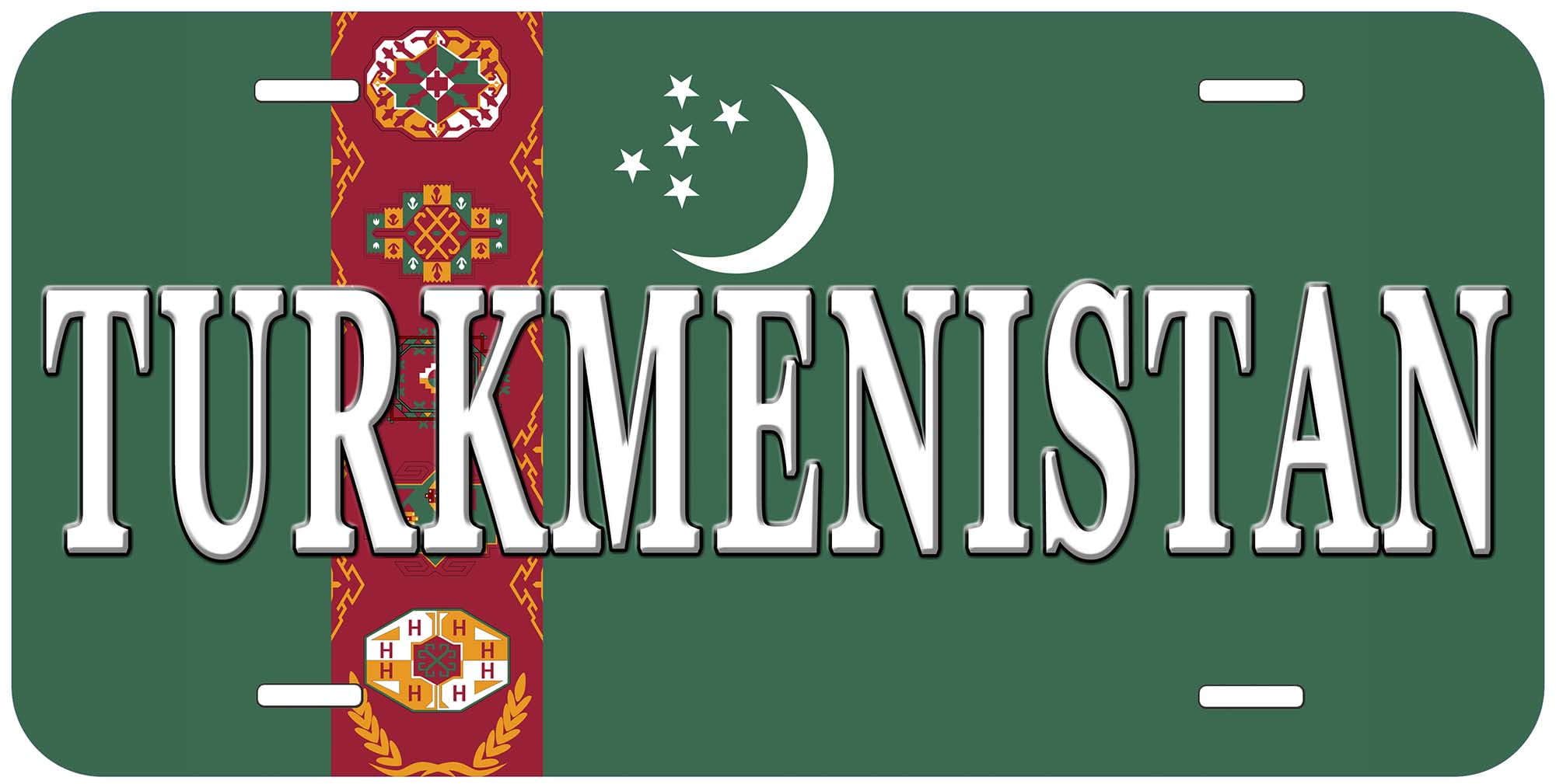 Turkmenistan Flag With Country Name Novelty Car Auto License Plate ...