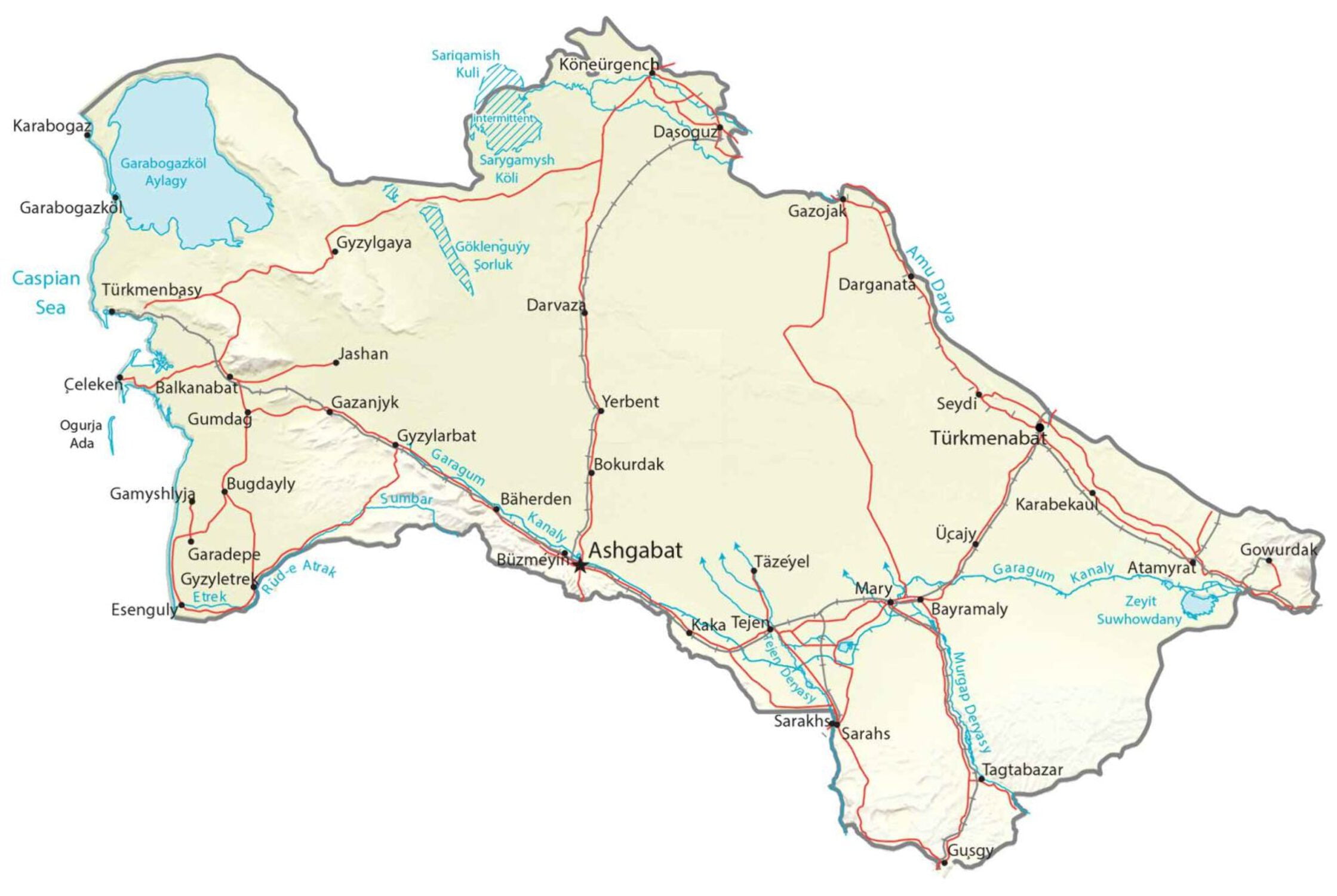 Turkmenistan Physical Map GLOSSY POSTER PICTURE PHOTO PRINT BANNER ...