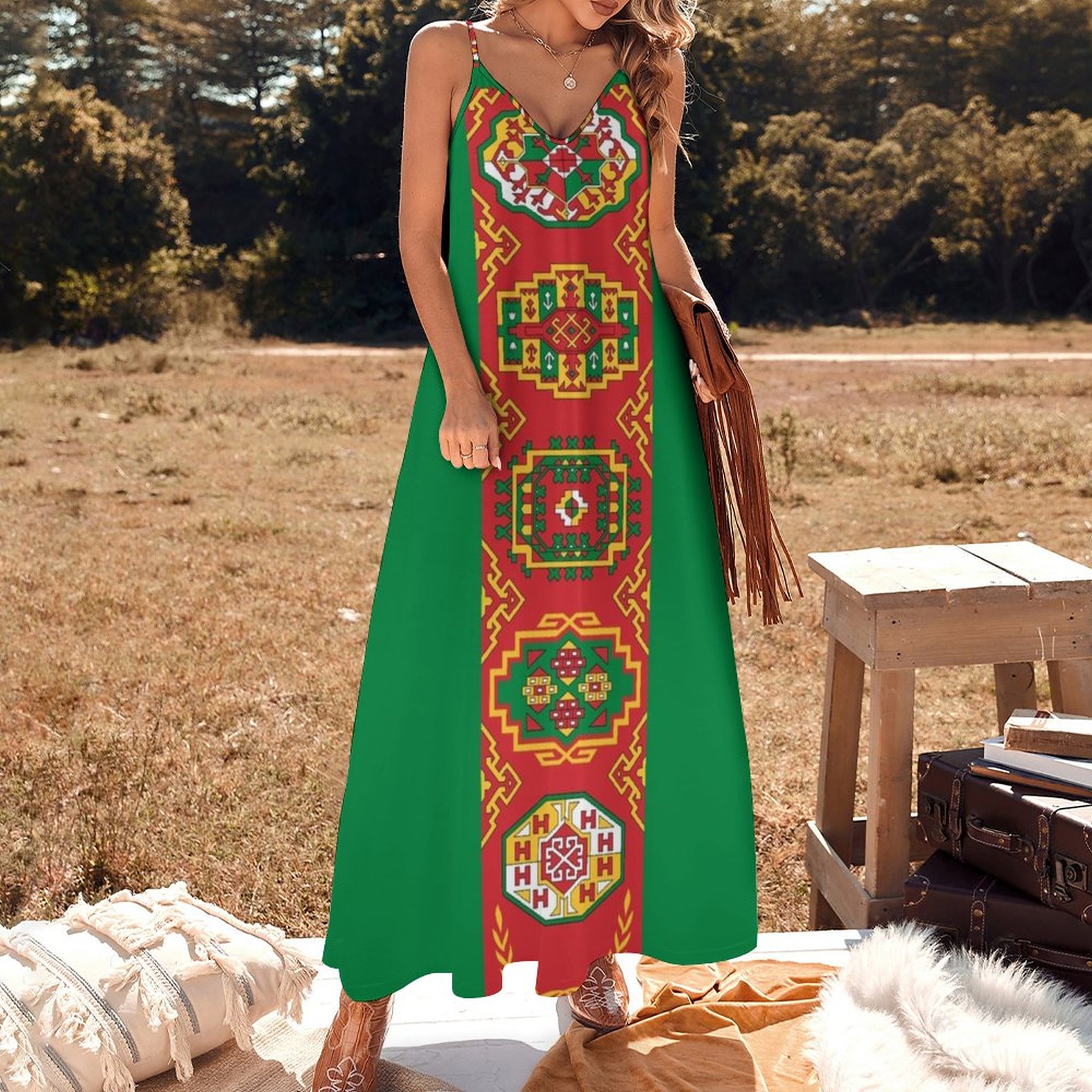 Turkmenistan flag Sleeveless Dress summer outfits for women luxury ...