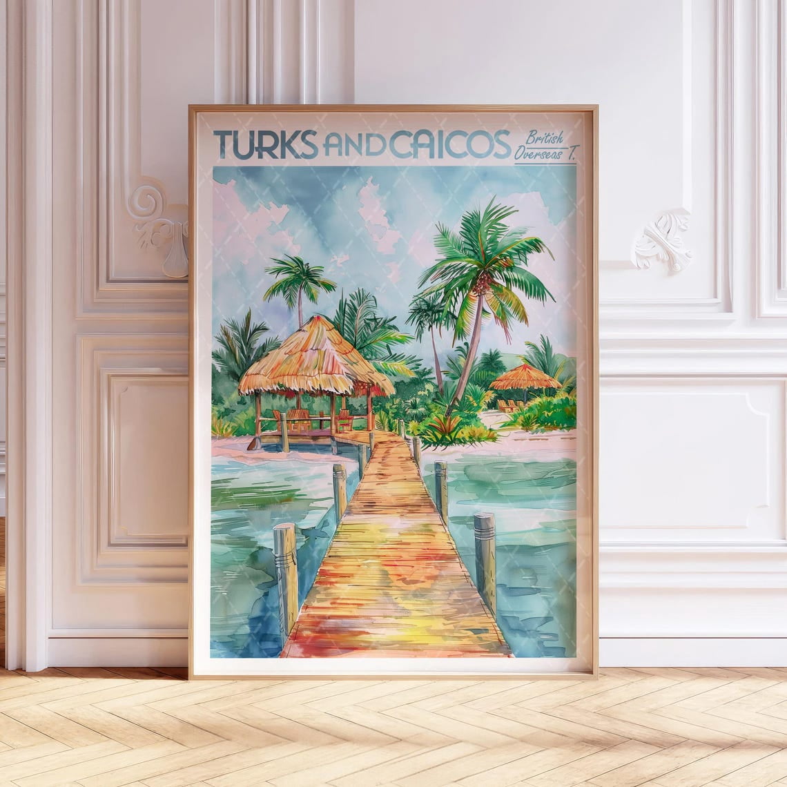 Turks And Caicos Caribbean Tropical Pastel Travel Poster, Unframed Size ...